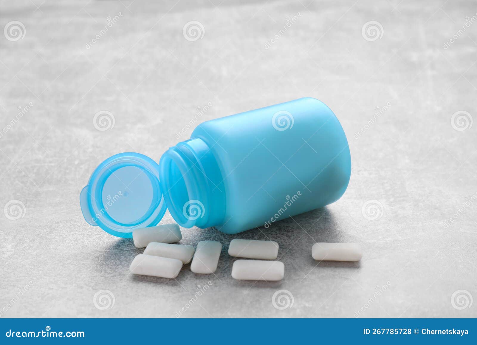 Jar with Chewing Gums on Light Table Stock Photo - Image of health ...