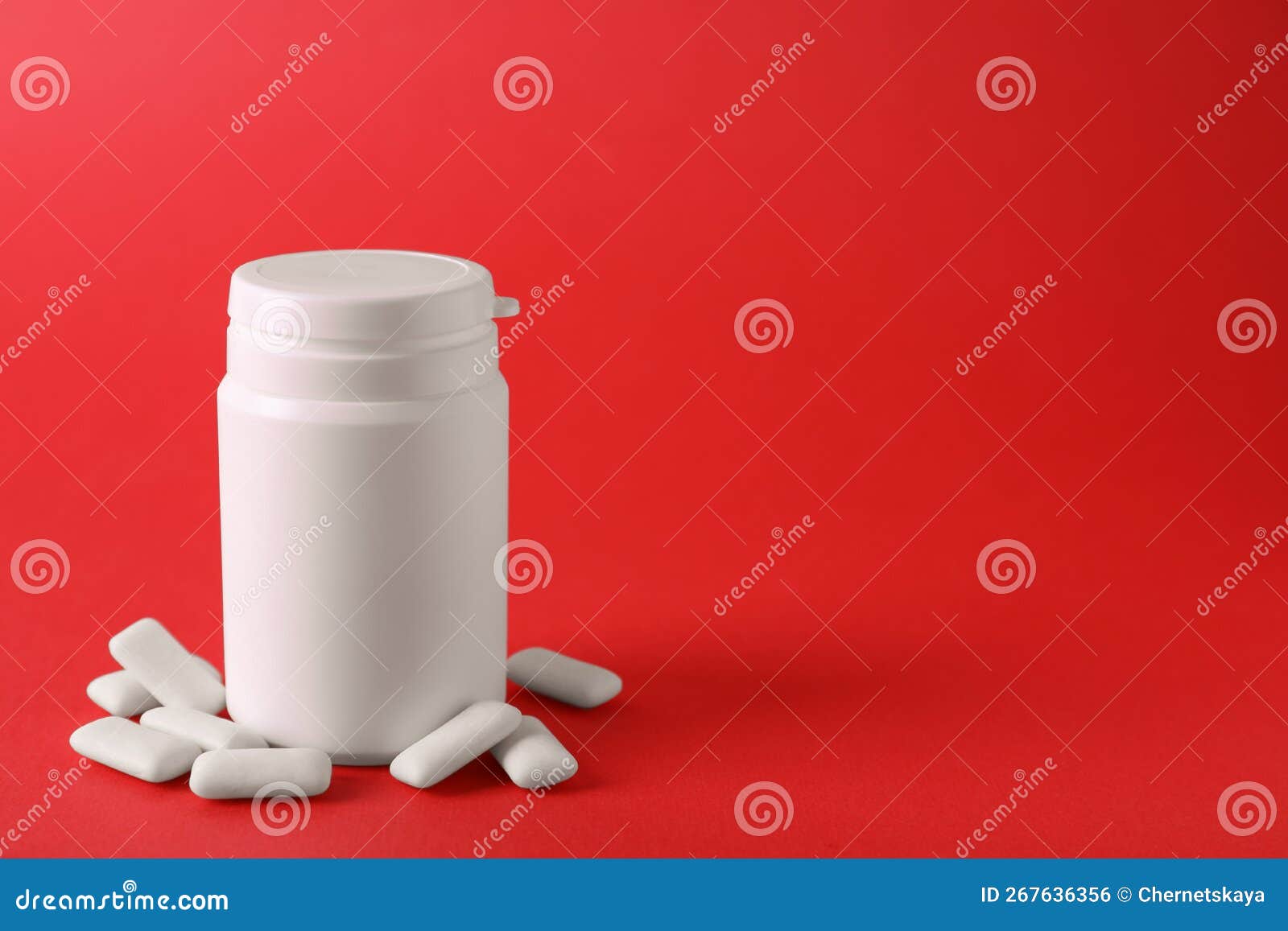 Jar with Chewing Gums on Red Background Stock Photo - Image of color ...