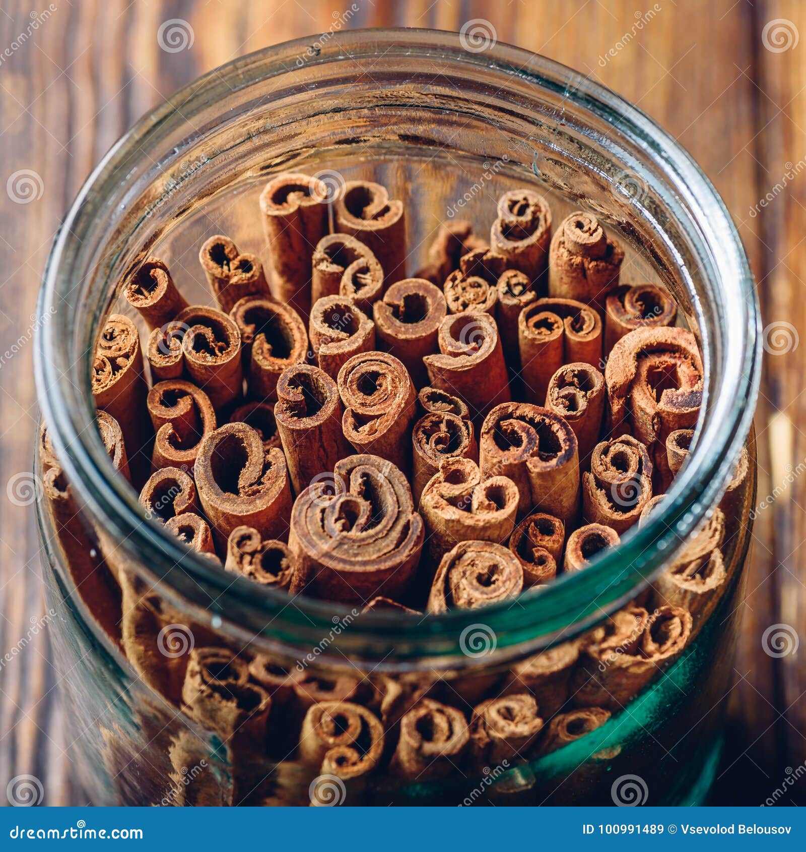 Jar of Cinnamon Sticks. stock image. Image of cooking - 100991489
