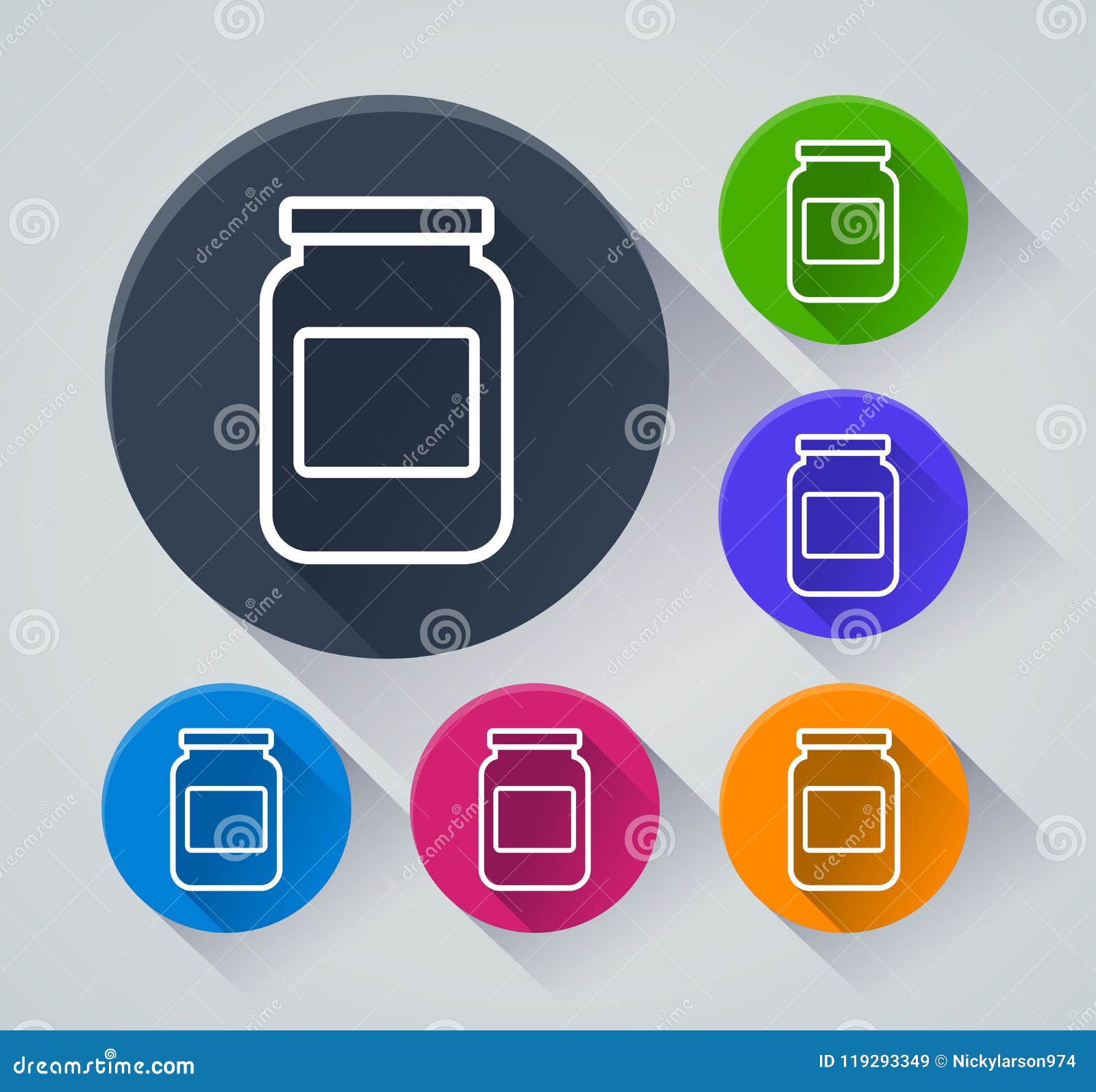 Jar Circle Icons with Shadow Stock Vector - Illustration of circle ...