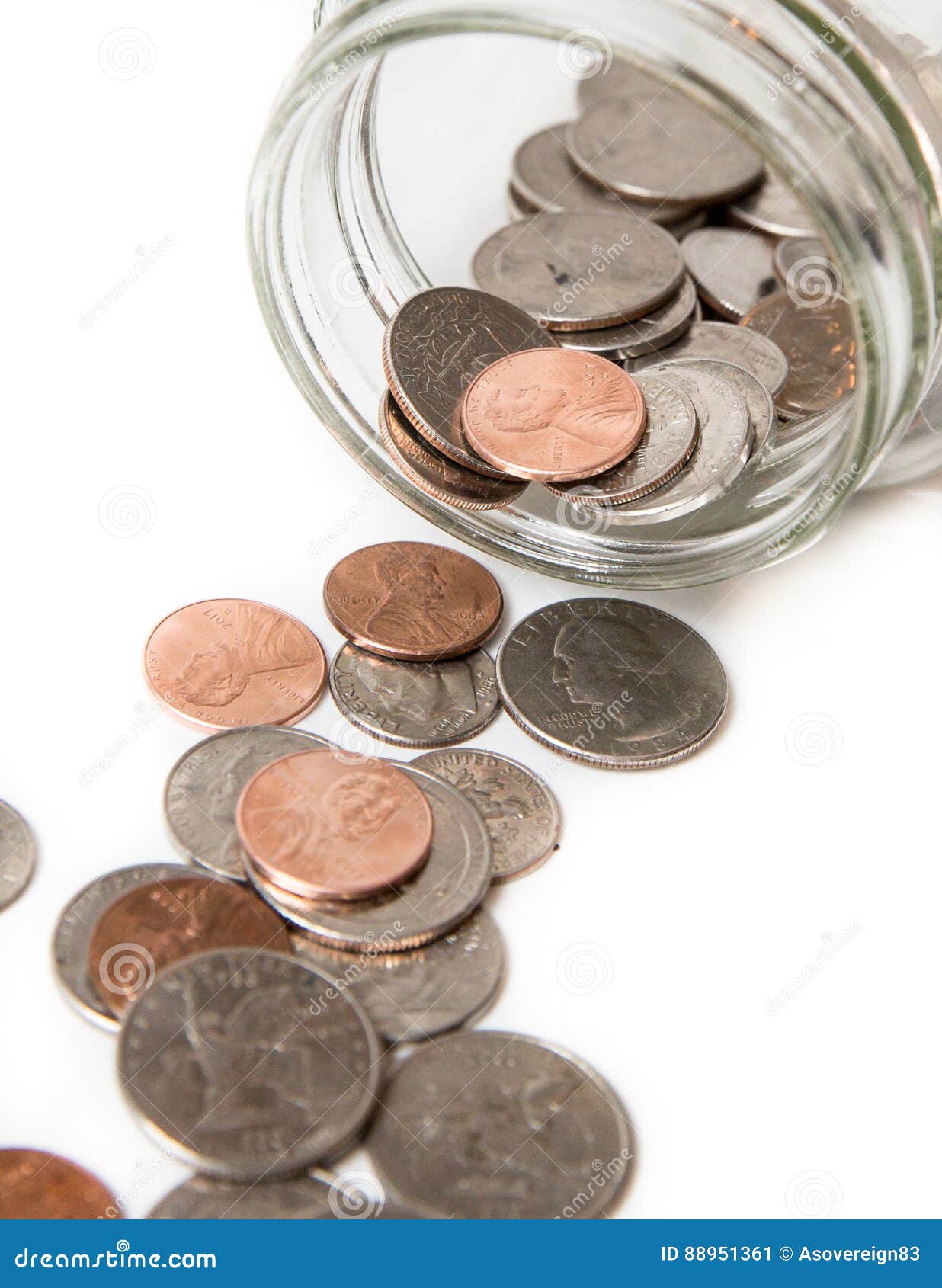 Jar of coins stock image. Image of save, quarter, coins - 88951361