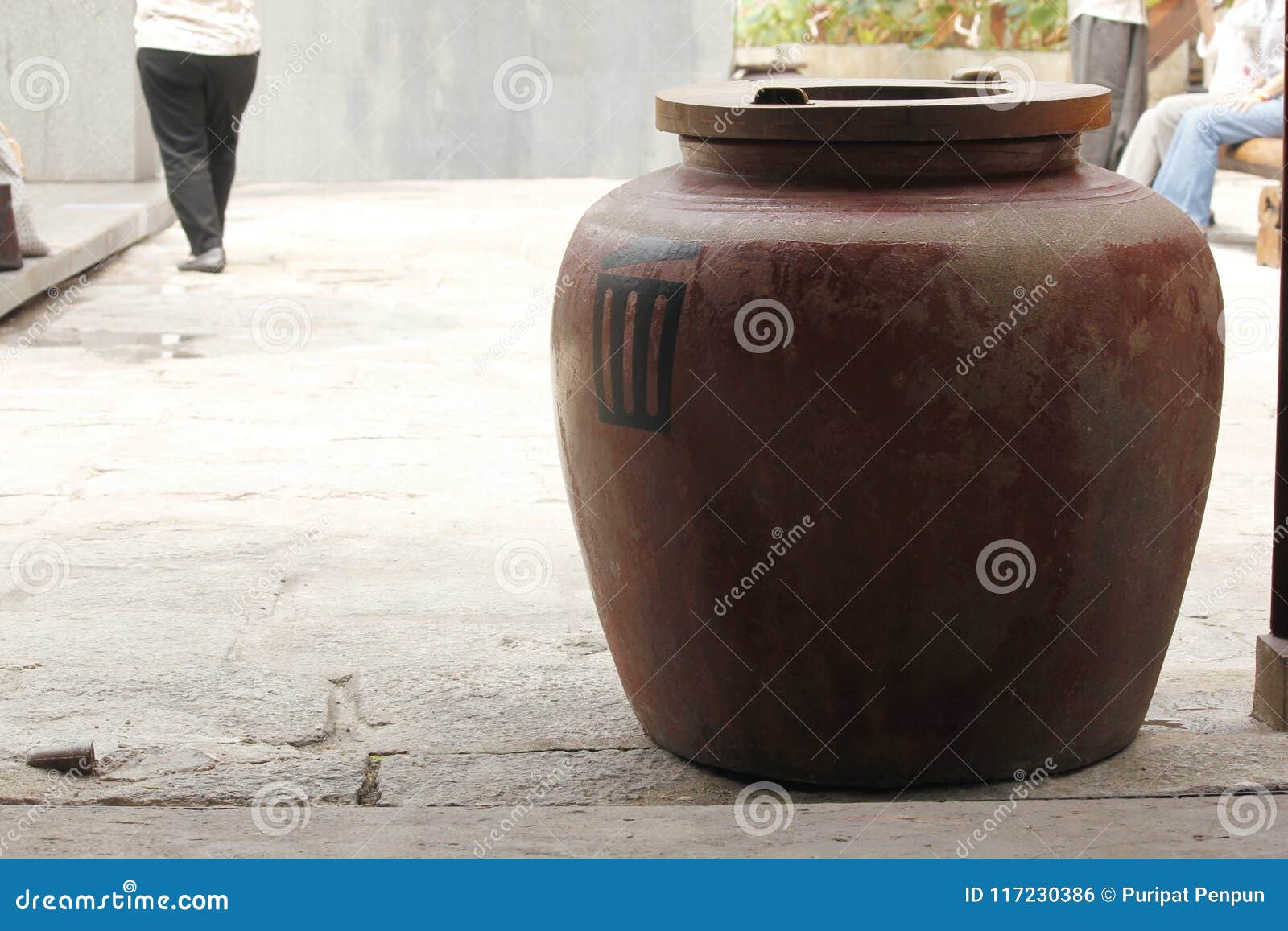 The Old Water Jar is Located on the Ground. Stock Photo - Image of ...