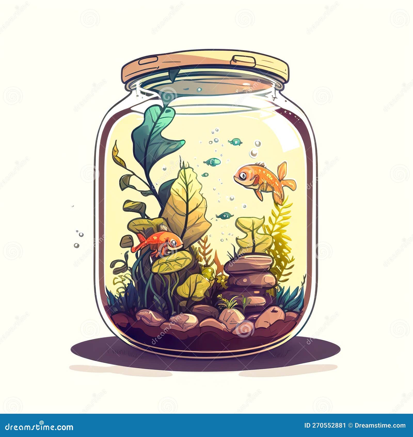 Jar with Fish and Seaweed, Generative AI. Stock Illustration ...