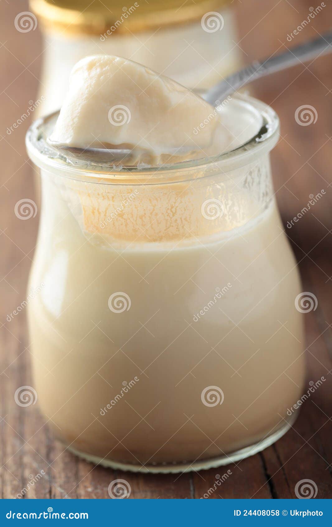 Jar of flan stock photo. Image of yellow, rustic, sweet - 24408058