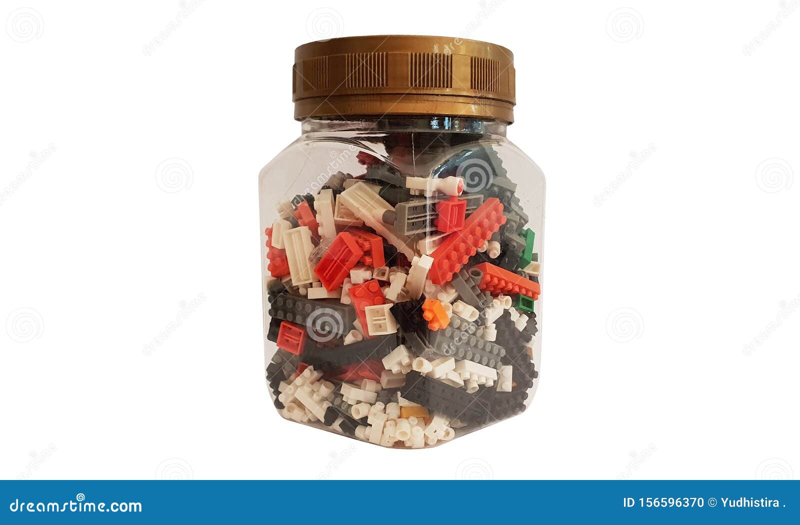 A Jar Full of Lego in White Isolation Background 01 Stock Photo - Image ...