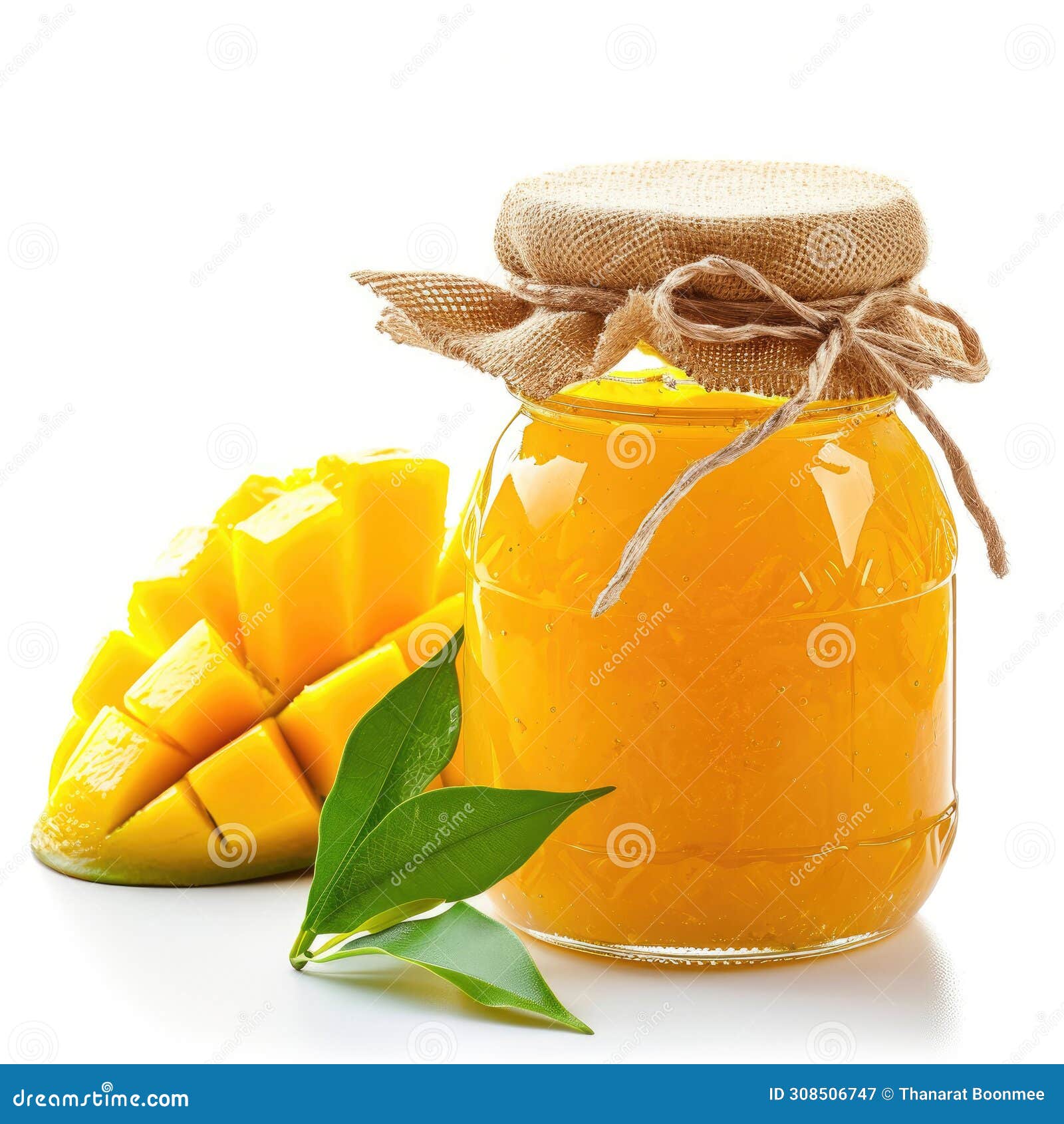 Mango Jam Marmalade. Jam Marmalade With Mango In Glass Jar. Horizontal ...