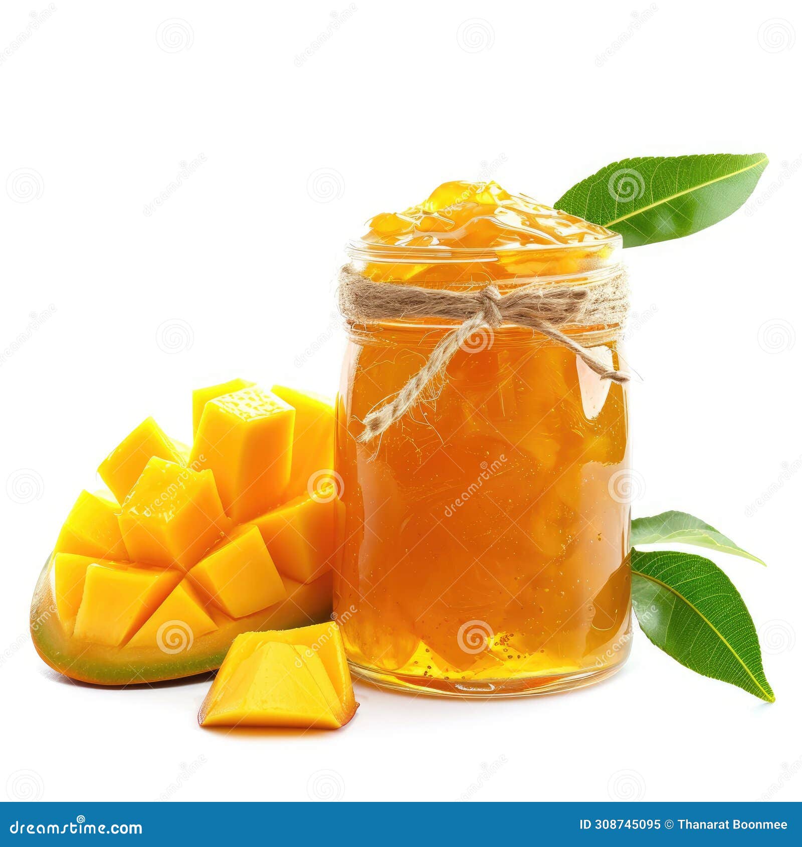 A Jar of Homemade Mango Jam with Fresh Mango, Isolated on a White ...