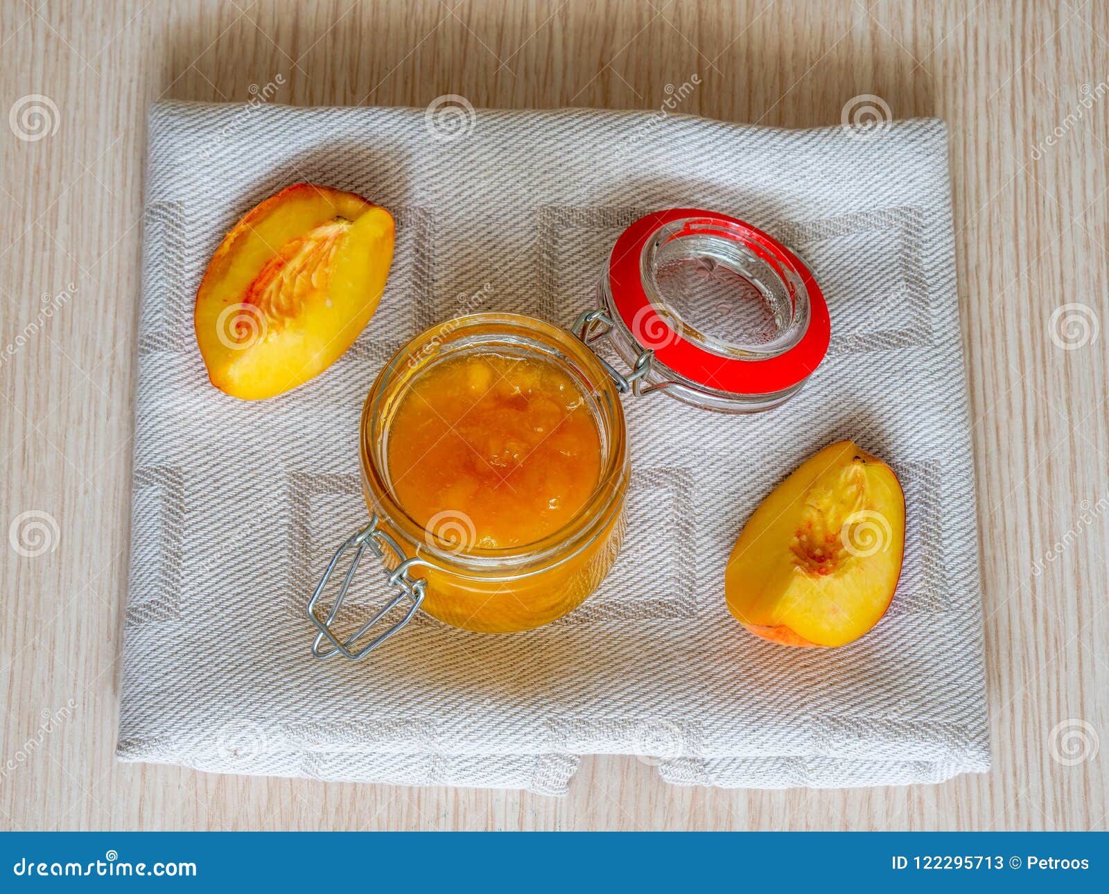Peach jam jar stock image. Image of freshness, fresh - 122295713