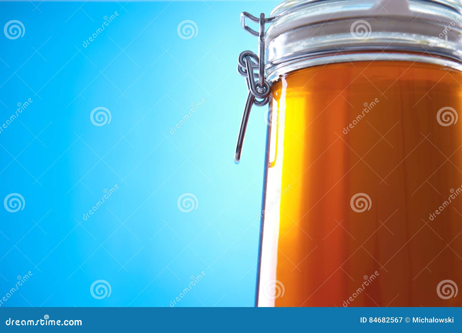 Jar of Honey on a Blue Background Stock Image - Image of healthy ...