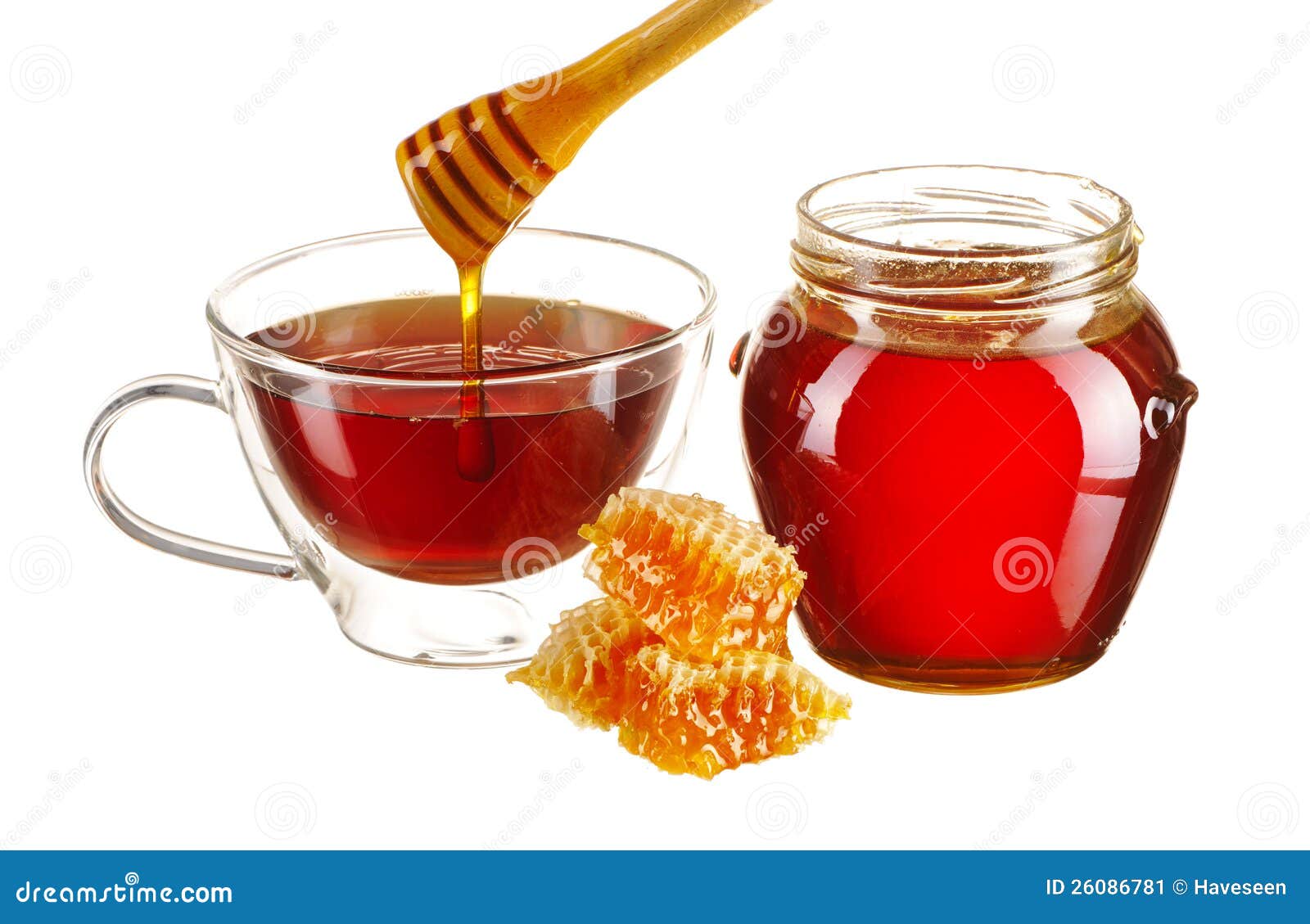 Jar of honey and tea cup stock image. Image of white - 26086781