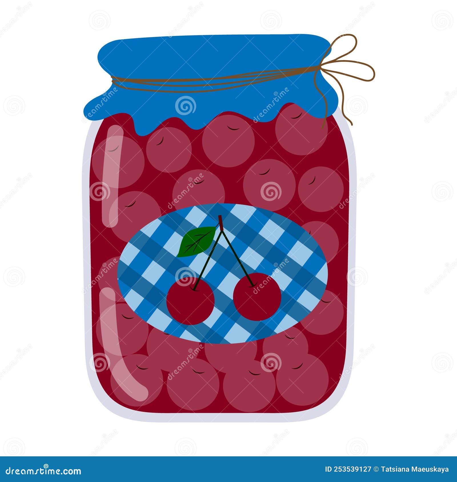 Jar with Jam and Cherry Compote, Vector Isolated on a White Background ...