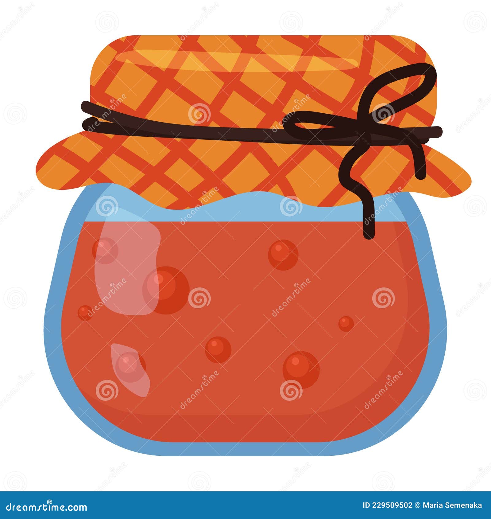 Jar of Jam. Vector Drawing of a Glass Jar with Jam, Tied with a Napkin ...