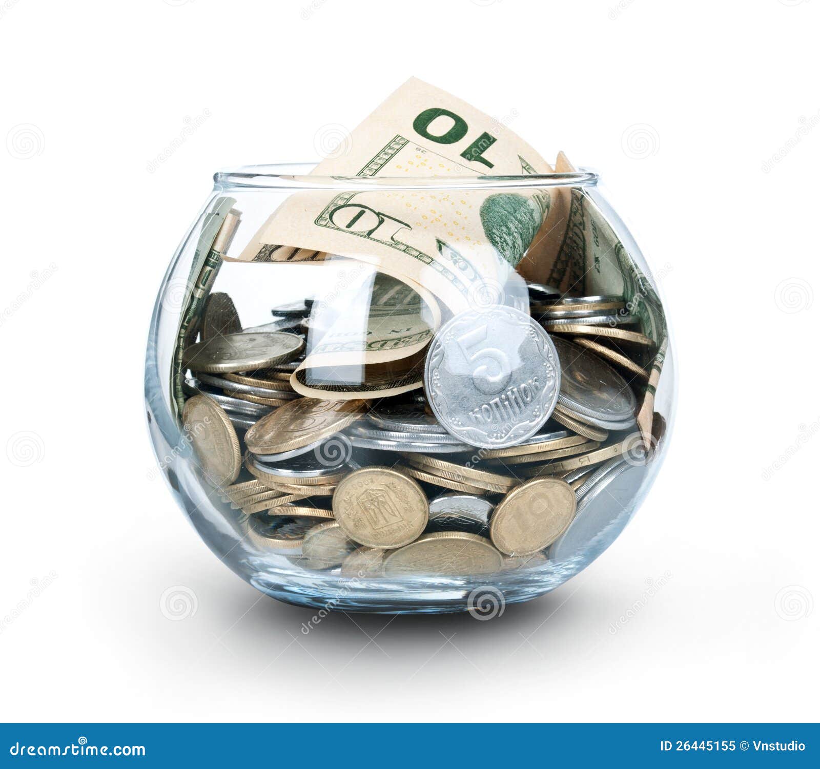 Jar of Money Isolated stock image. Image of cash, banknote - 26445155