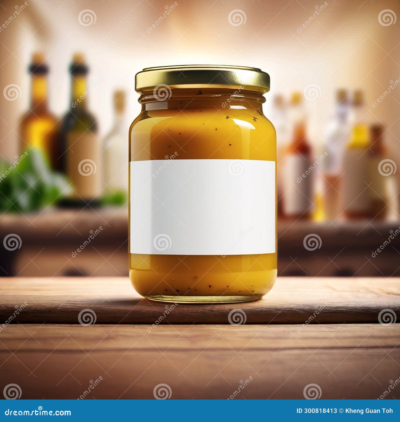 Jar of Mustard Condiment, Blank Empty Generic Product Packagin Mockup ...