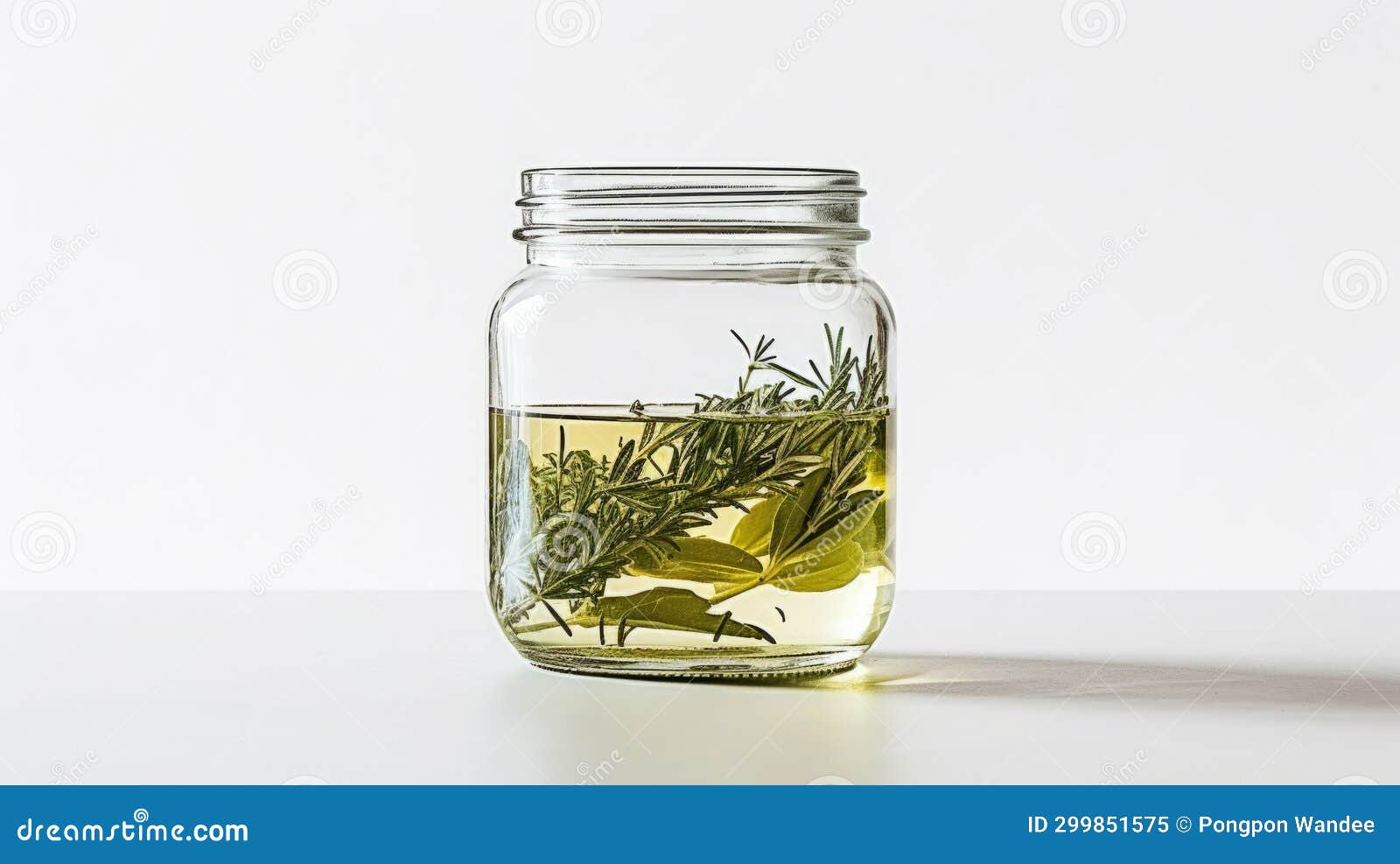 A Jar of Oil with Herbs and Leaves Inside Stock Illustration ...