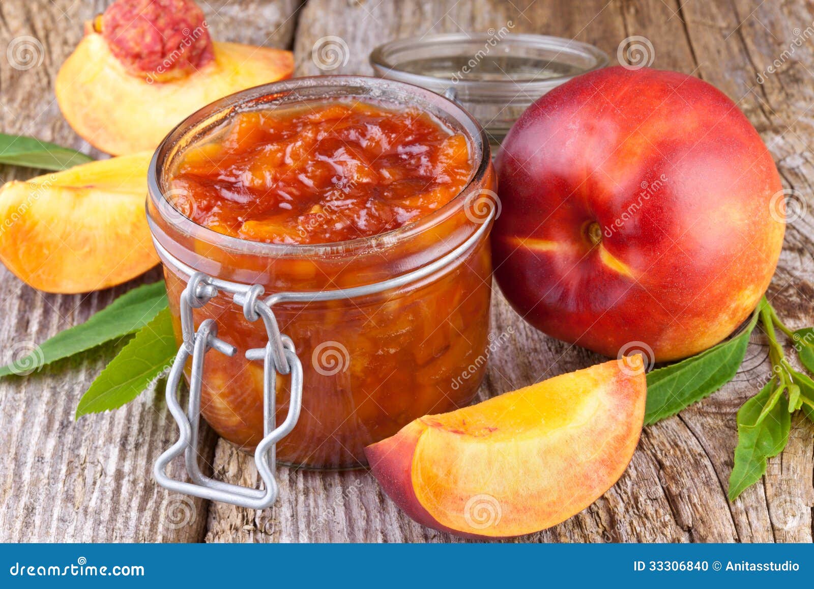 Jar with peach jam stock photo. Image of macro, peach - 33306840