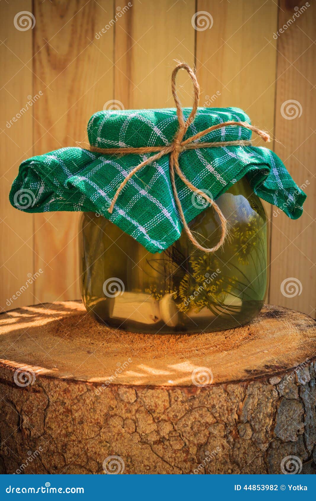 Jar Pickled Cucumbers Wooden Stump Stock Photo - Image of organic ...