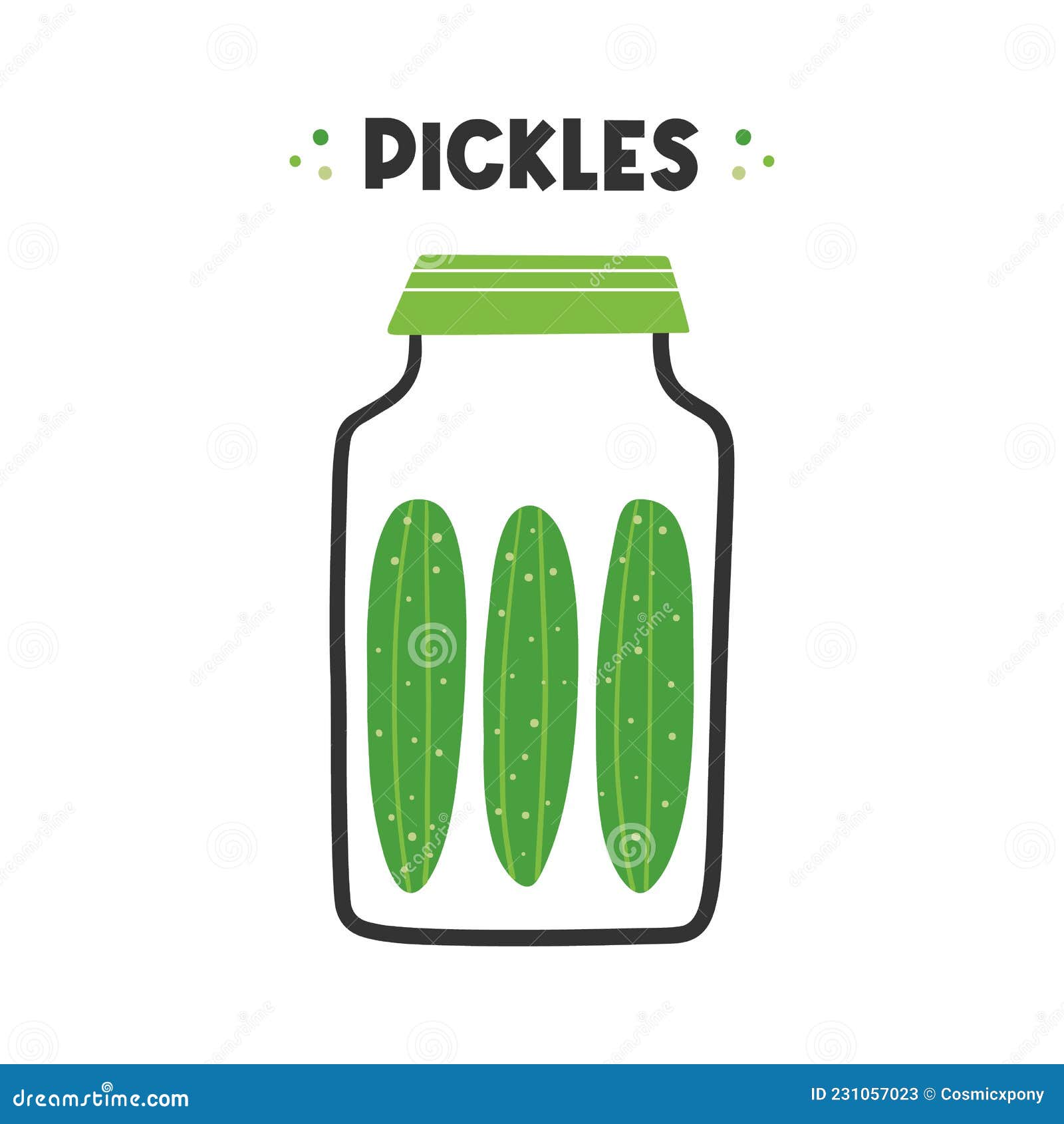Jar of Pickles, Pickled Green Cucumbers Vector Doodle Style ...