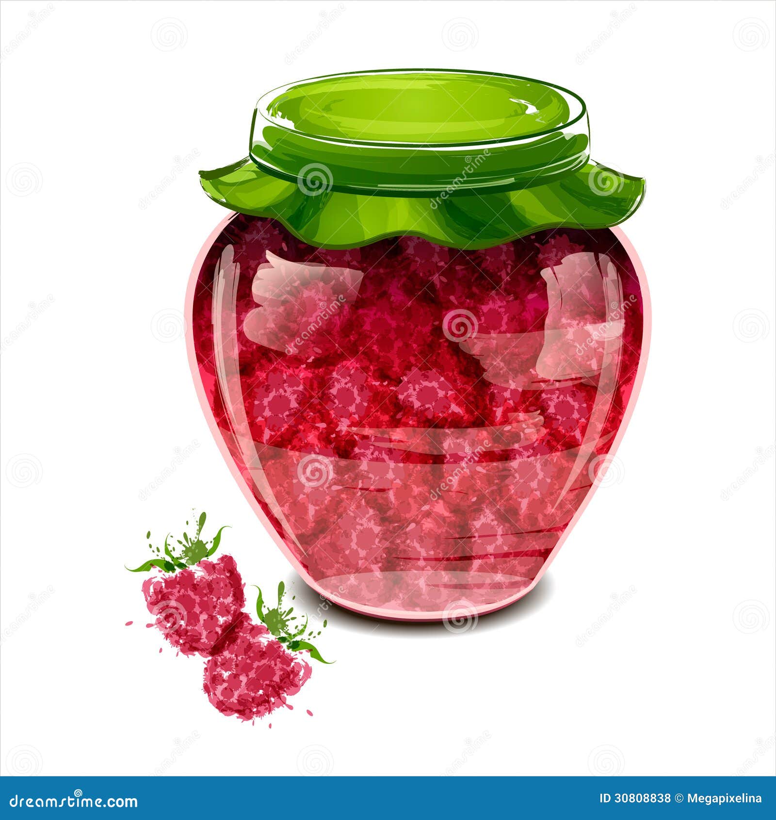 Jar of raspberry jam stock illustration. Illustration of berry - 30808838