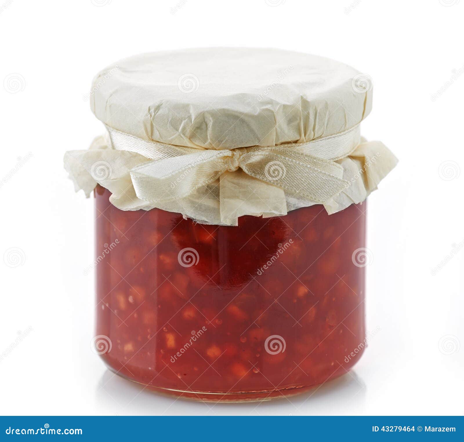 Jar of red jam stock photo. Image of paper, glass, cherry - 43279464