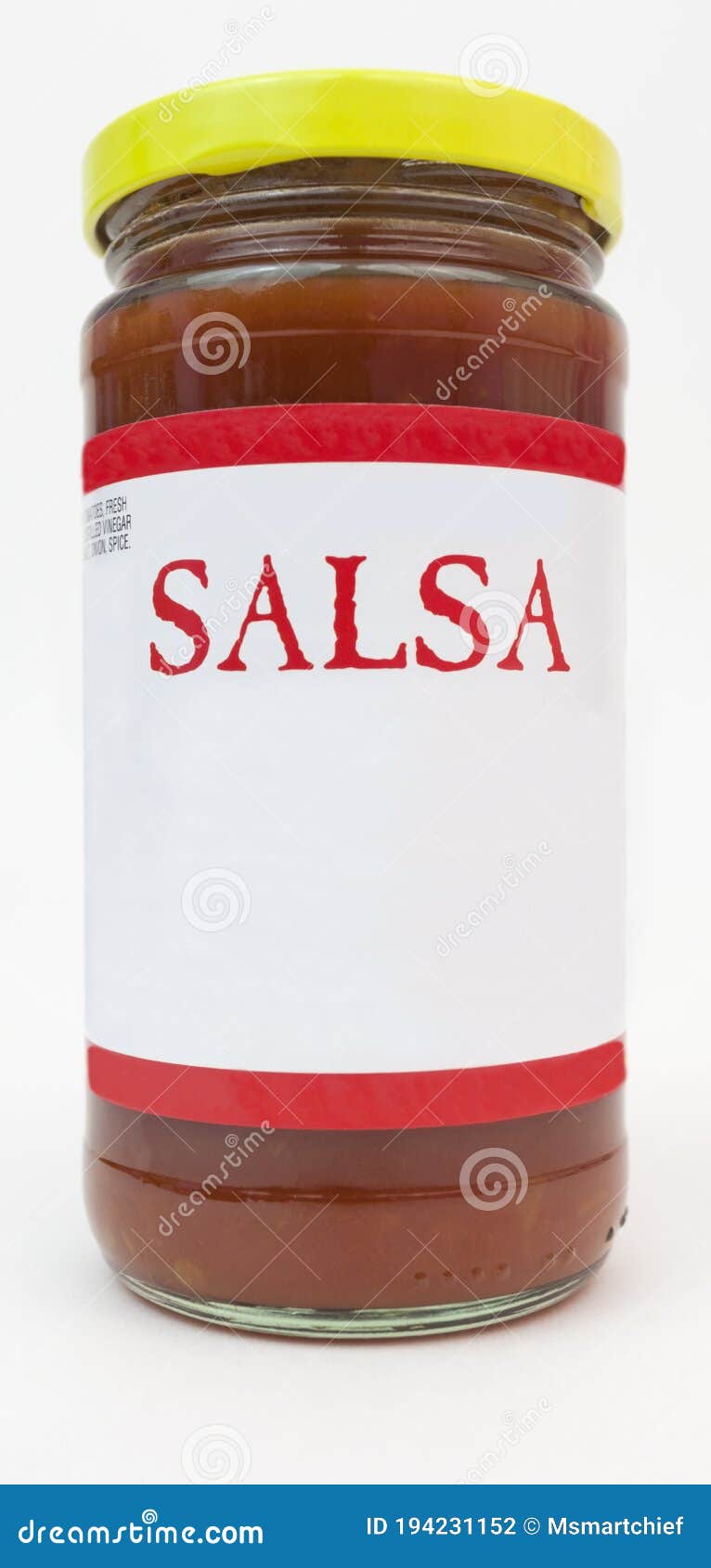 Jar of Salsa with Yellow Cap Stock Photo - Image of white, container ...