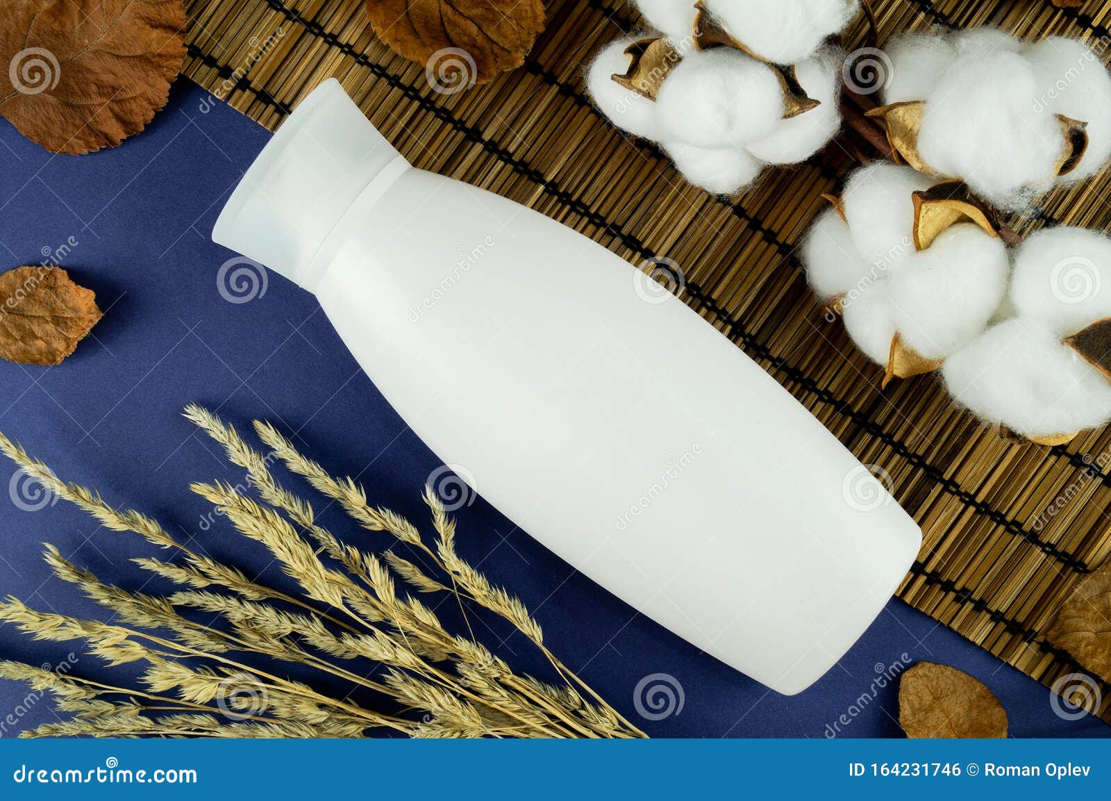 A Jar of Shampoo on a Blue Background. Layout for Your Label. Natural ...