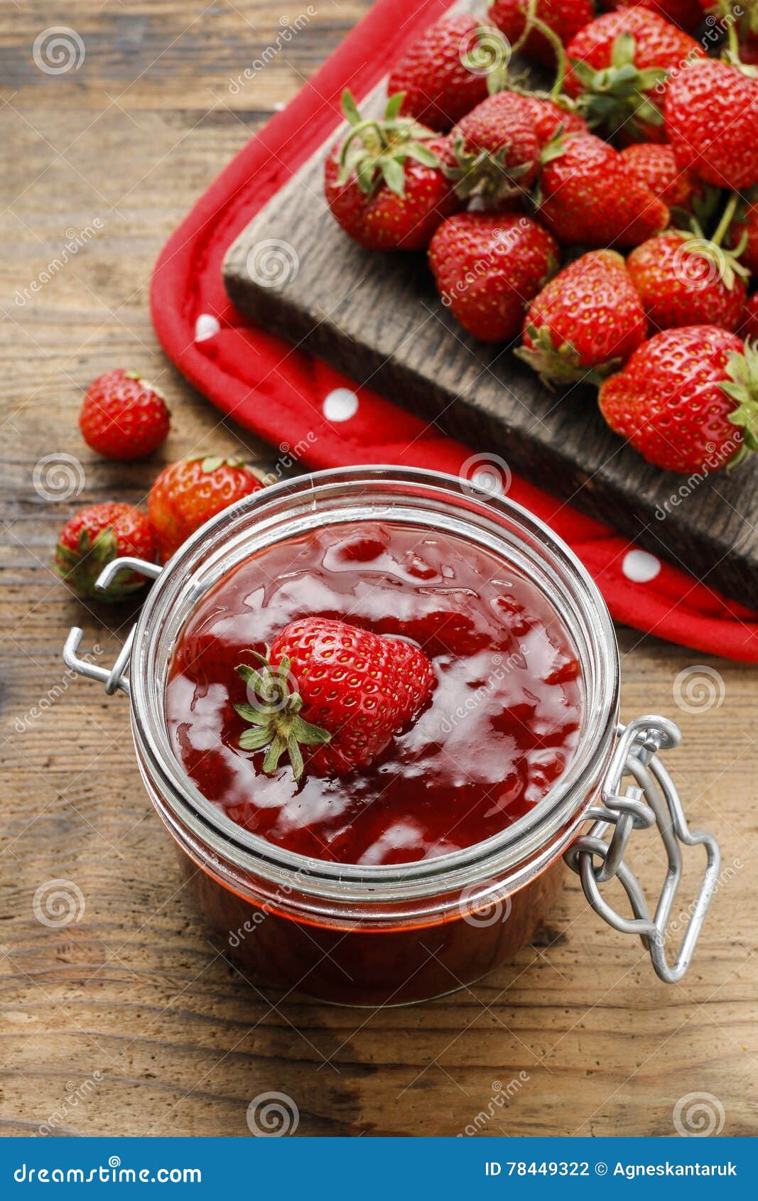 Jar of strawberry jam stock photo. Image of kitchen, bowl - 78449322