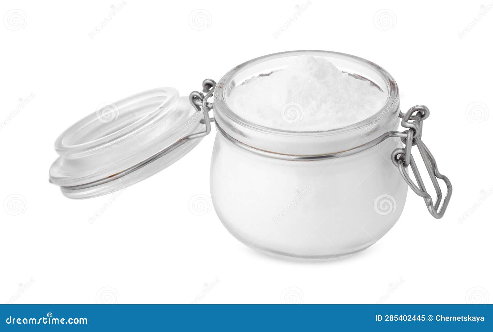 Jar with Sweet Fructose Powder Isolated on White Stock Image - Image of ...