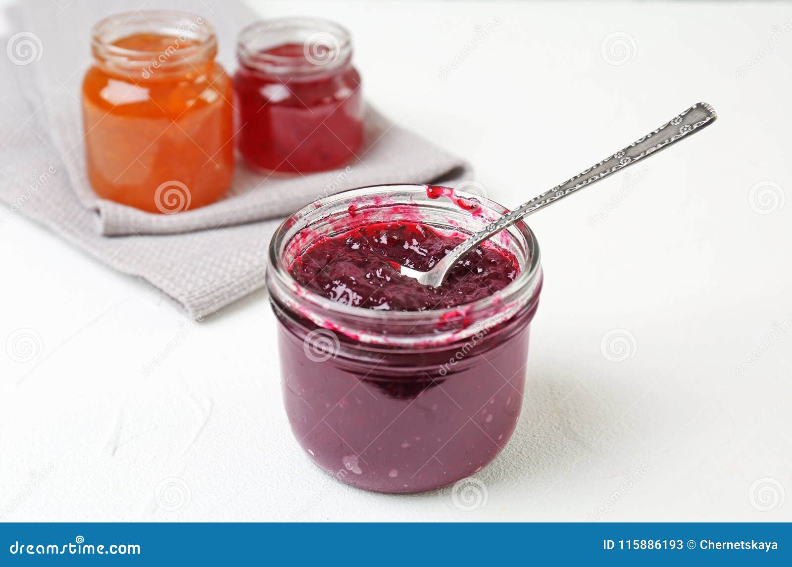 Jar with sweet jam stock image. Image of delicious, jelly - 115886193