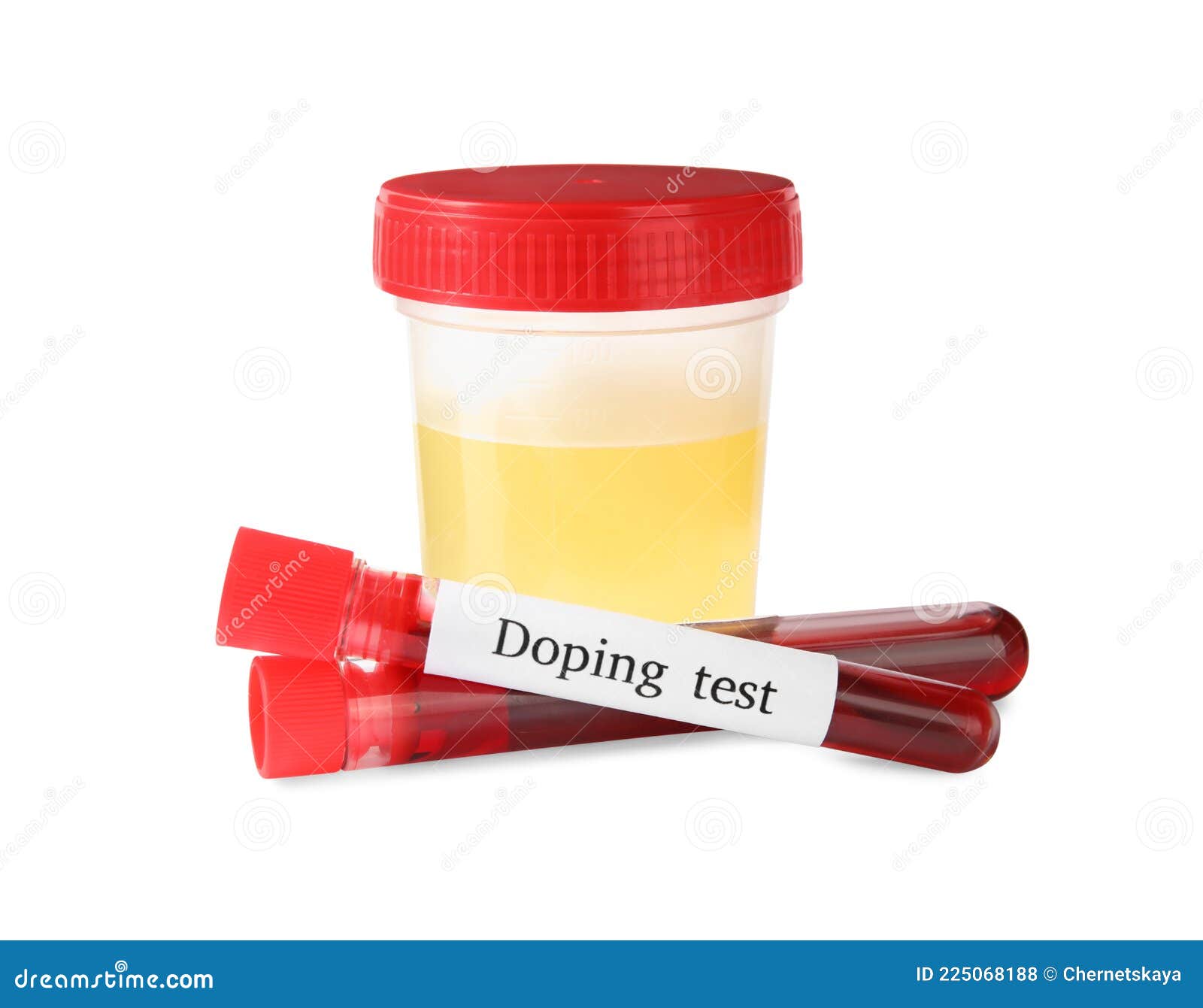 Jar of Urine and Blood Samples with Words Doping Test on White Stock ...
