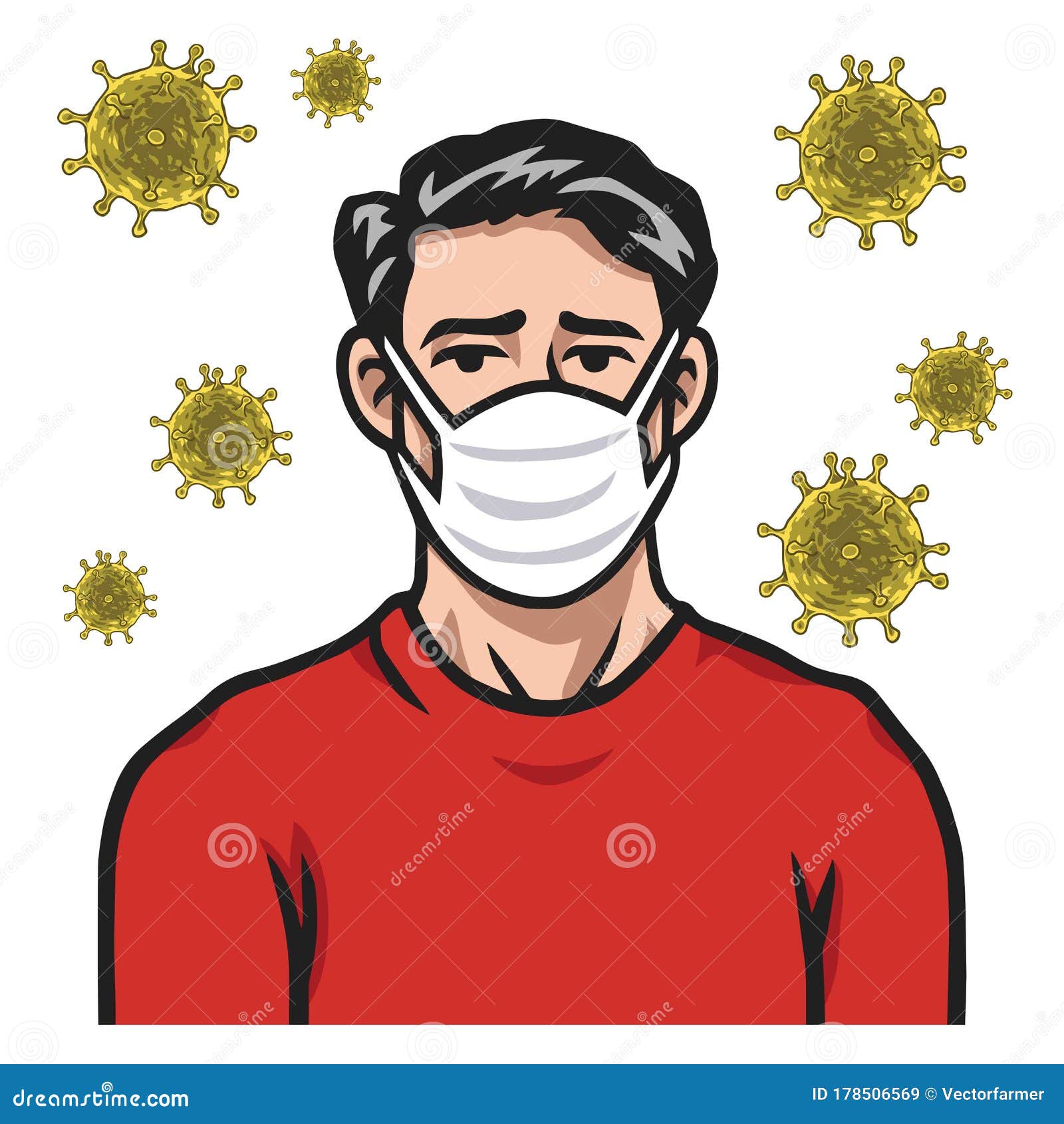 Man Wearing Face Mask Anti Coronavirus Covid-19 Virus Cartoon ...