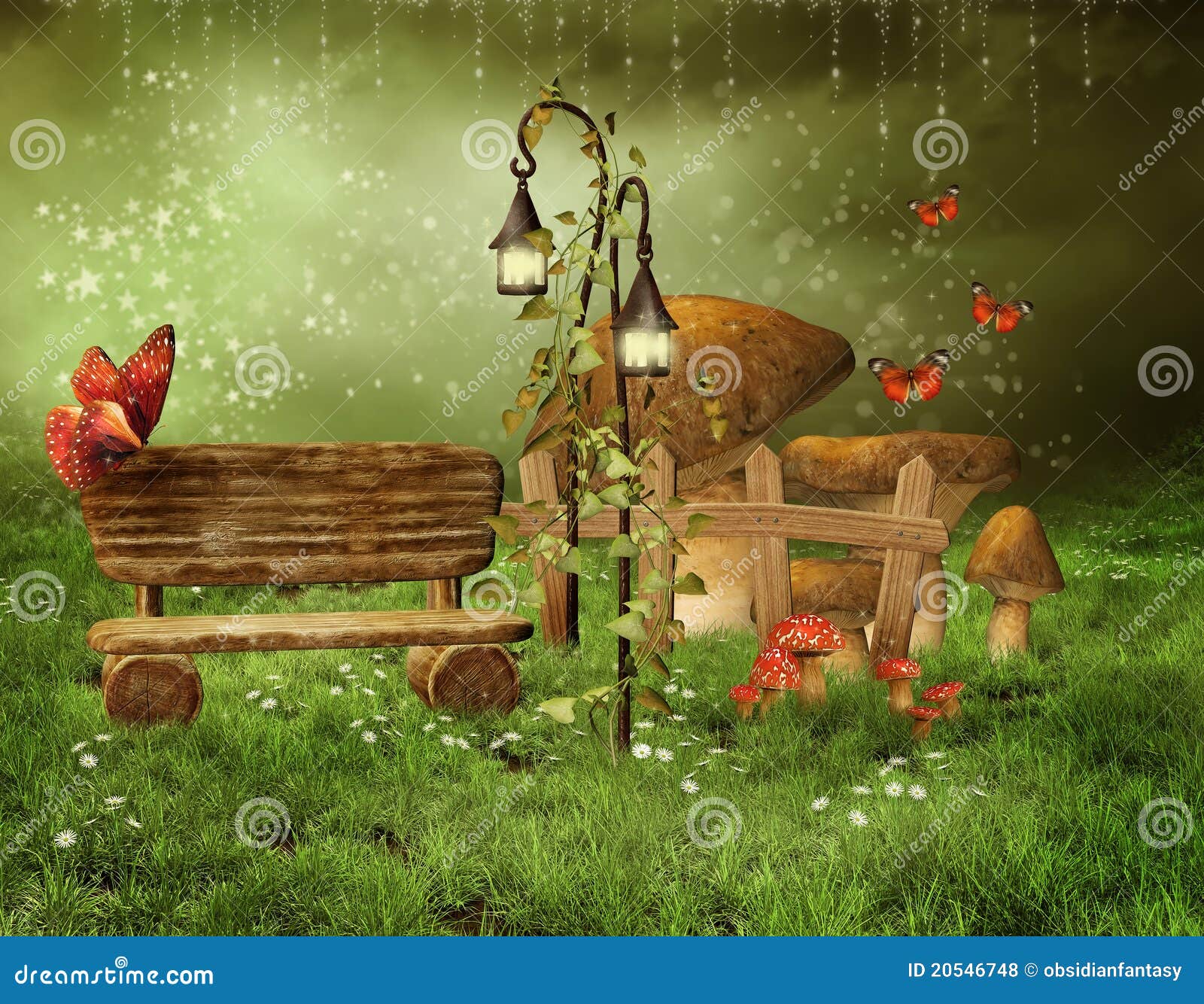 Jardín de hadas encantado stock de ilustración. Ilustración de ...