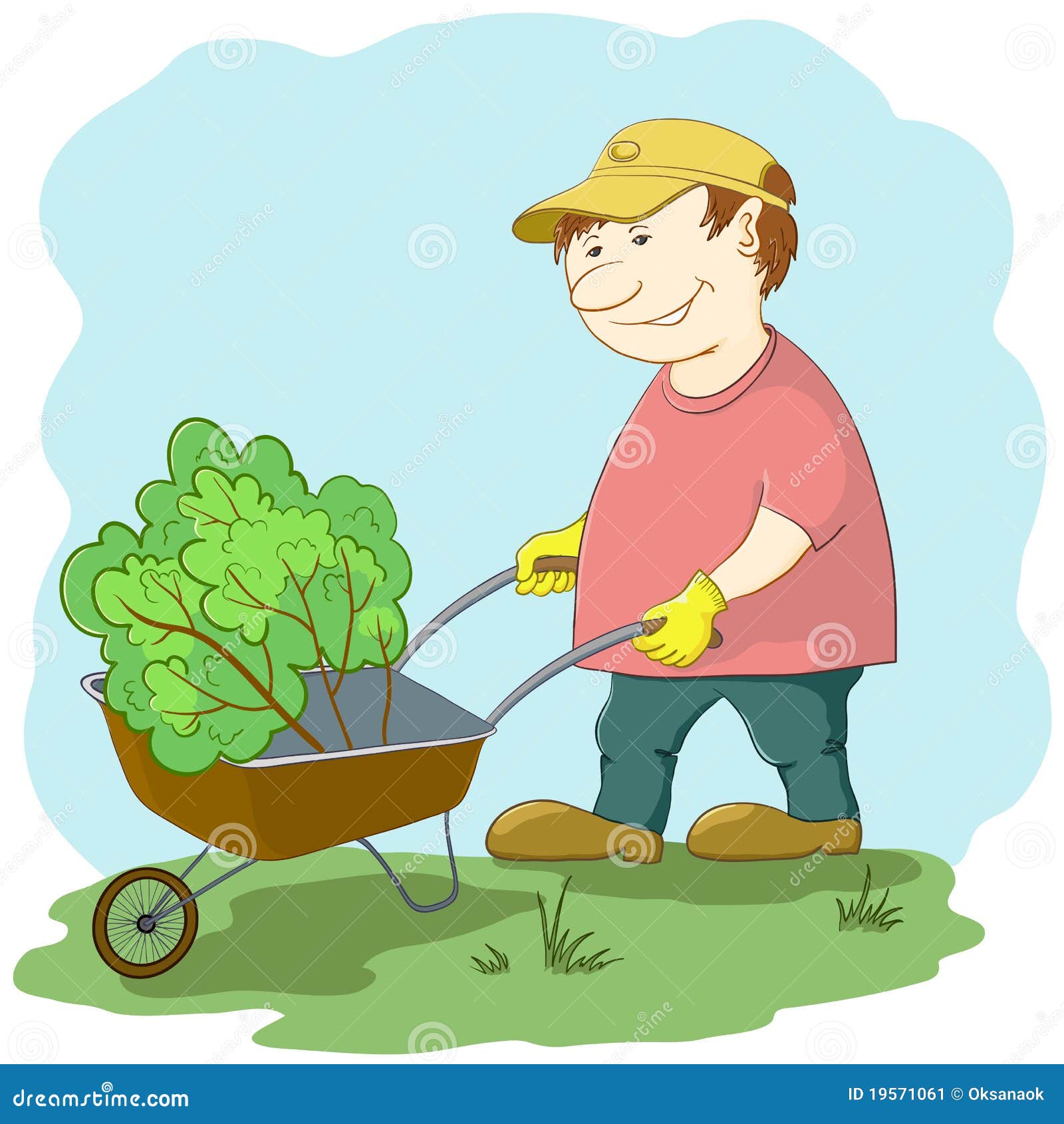 Jardinier avec la brouette illustration de vecteur. Illustration du ...