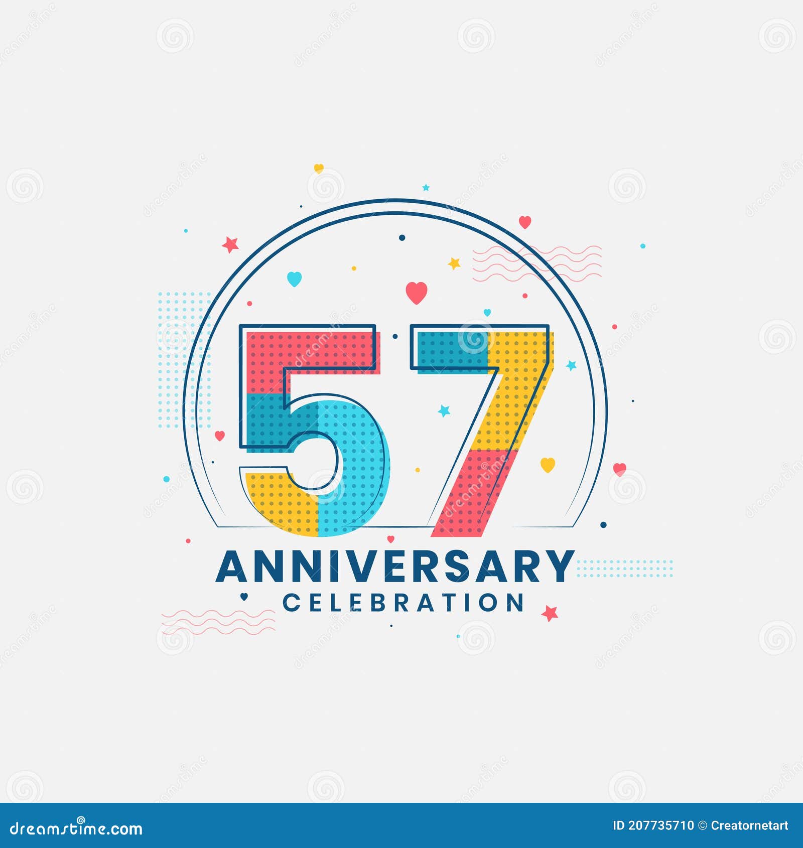 57-jarige Viering Moderne 57e Verjaardag Vector Illustratie ...