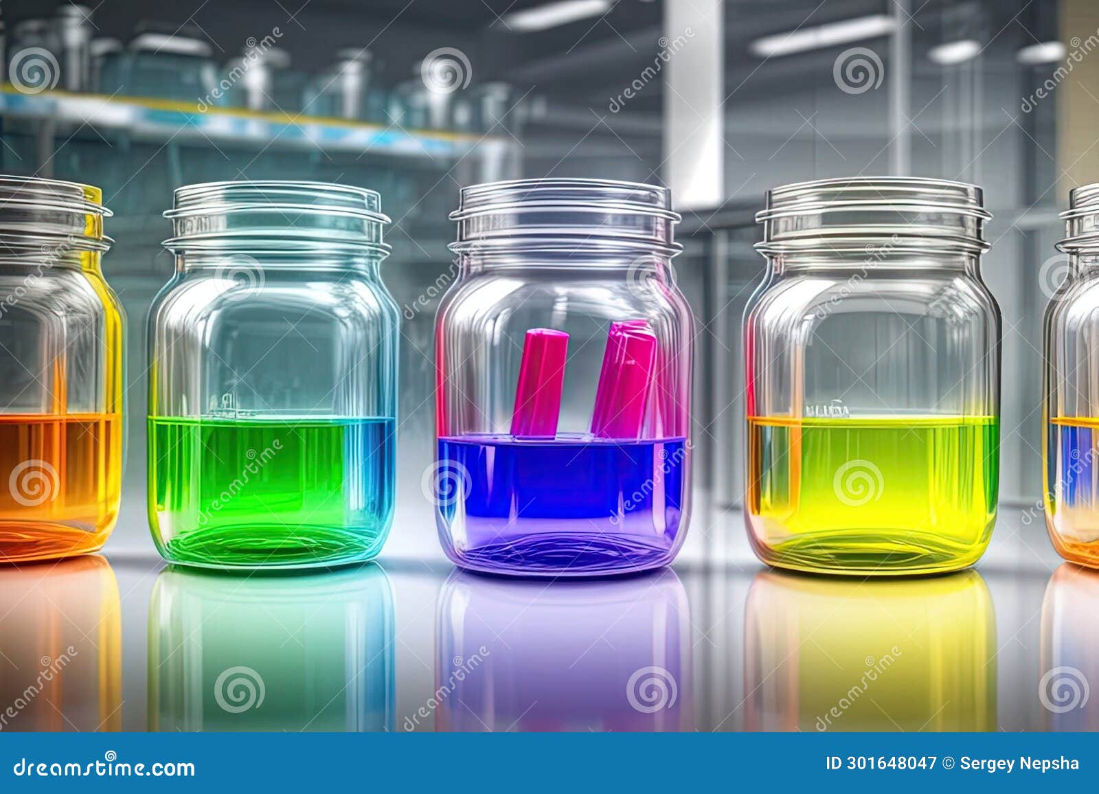 Laboratory Jars With Different Rare Specimens. Royalty-Free Stock ...