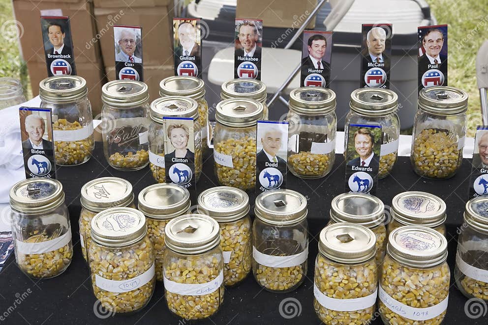 Jars of Corn Representing Straw Vote for Both Parties Editorial Stock ...