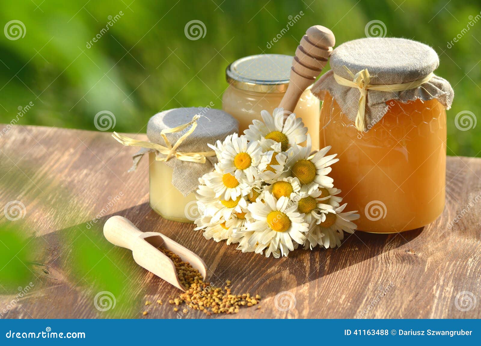 Jars Full of Delicious Honey and Bee Pollen Stock Photo - Image of ...