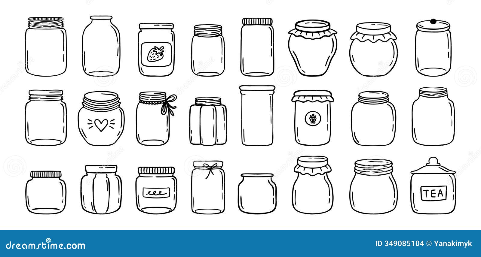 Jars Hand Drawn Doodle Isolated On White Background. Jar Empty ...