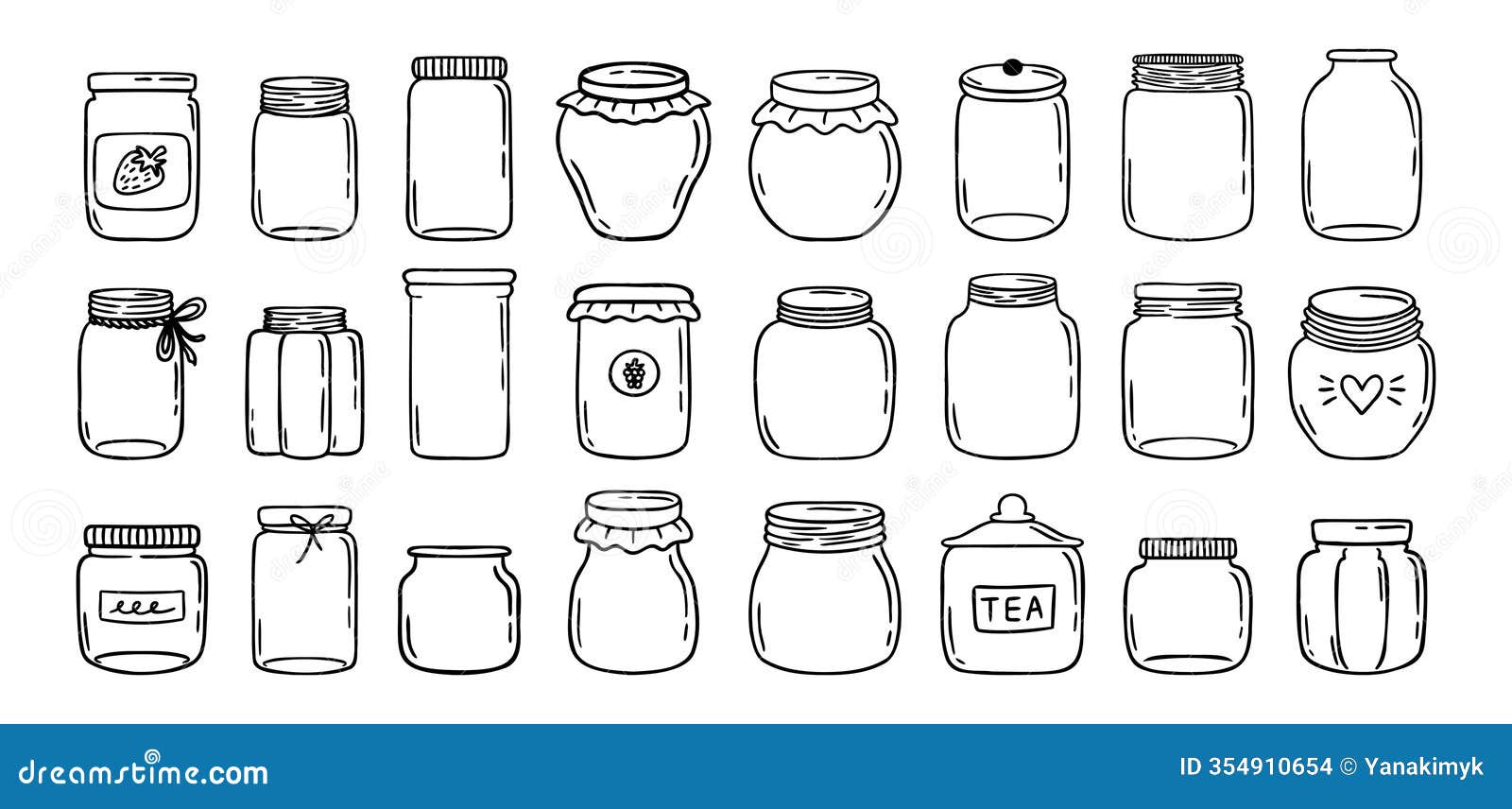 Jars Hand Drawing Vector Illustration. Outline Sketch Style ...