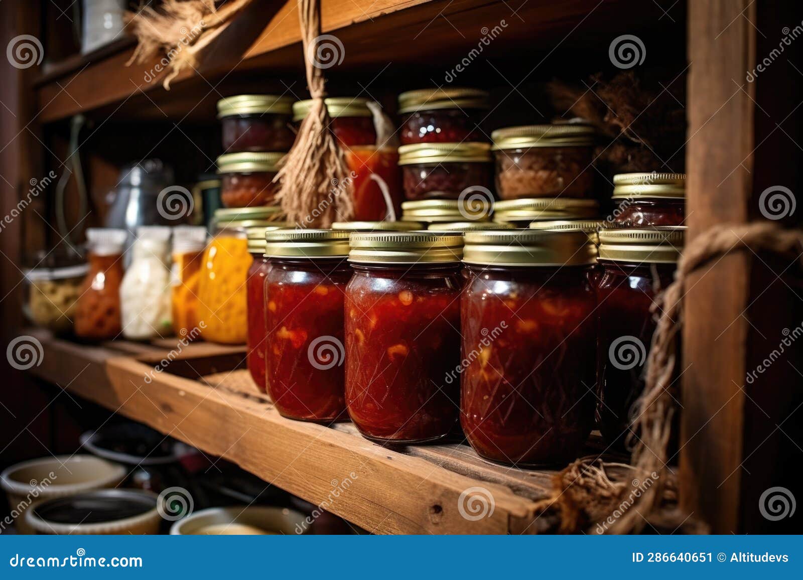 Jars with Homemade Jam in a Cozy Pantry Stock Illustration ...