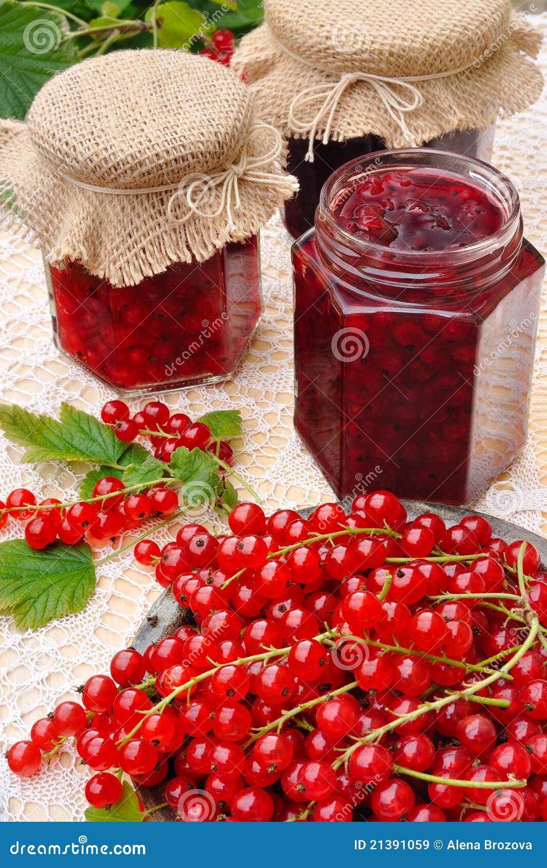 Jars of Homemade Red Currant Jam with Fresh Fruits Stock Image - Image ...