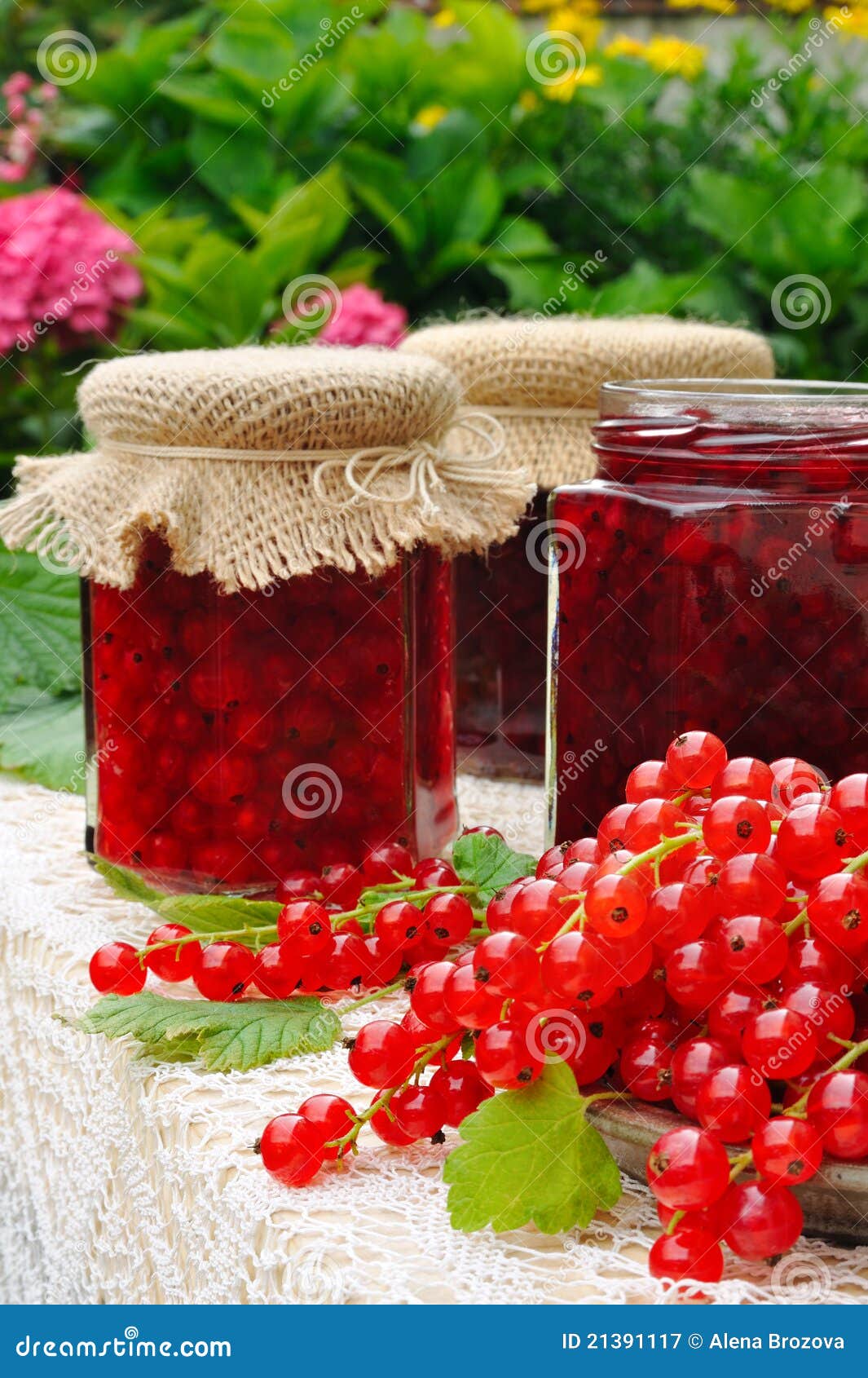 Jars of Homemade Red Currant Jam with Fresh Fruits Stock Image - Image ...
