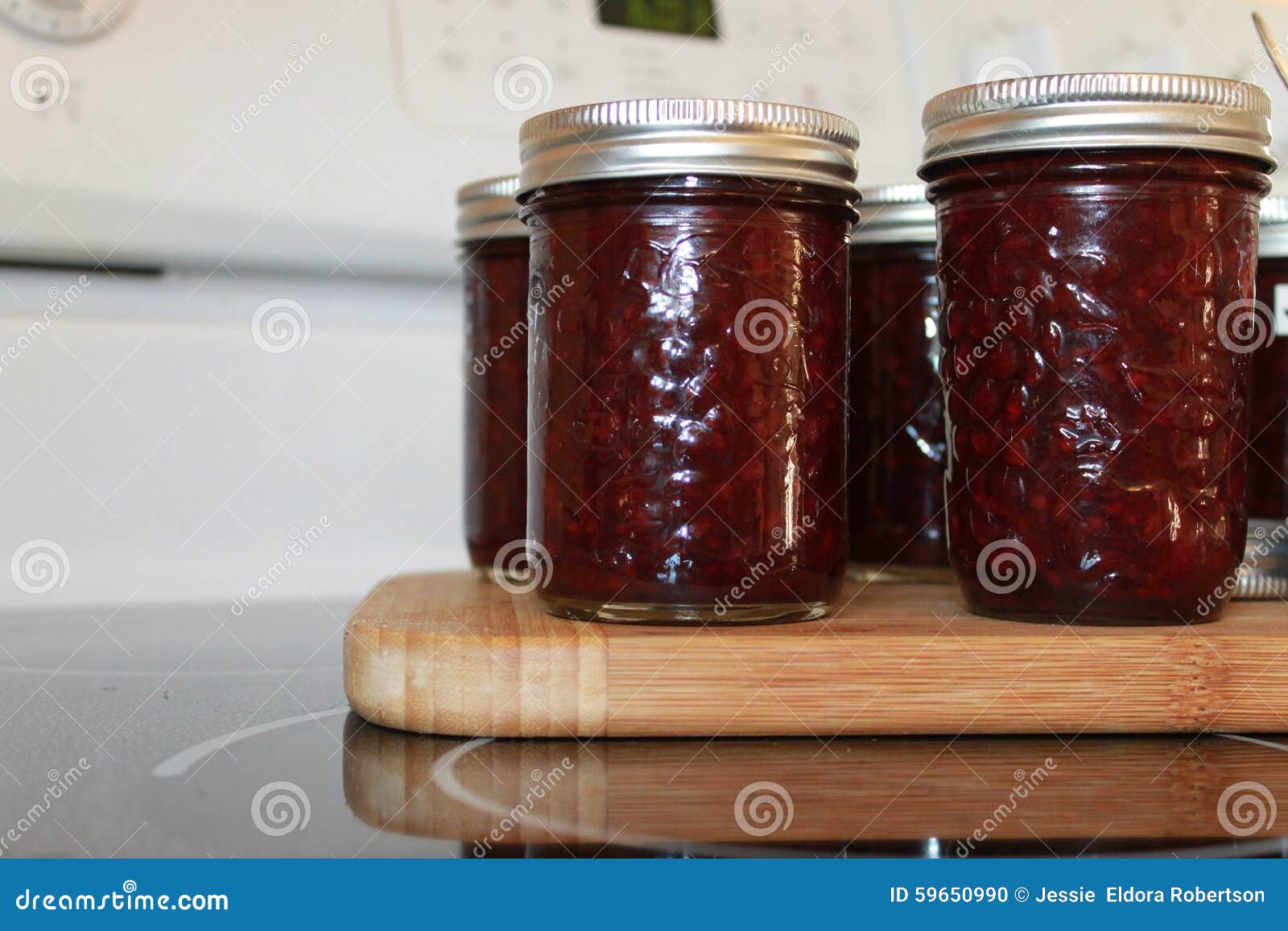 Jars of Jam Close-up with Copyspace Stock Photo - Image of food, close ...