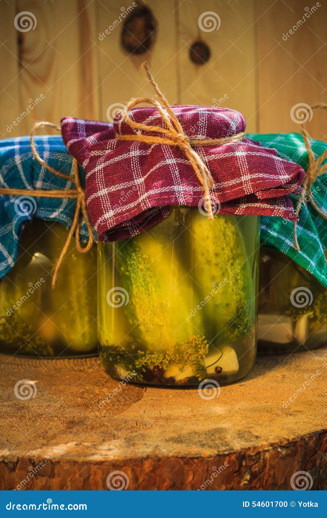 Jars Pickled Gherkins Wooden Table Stock Photo - Image of preserve ...