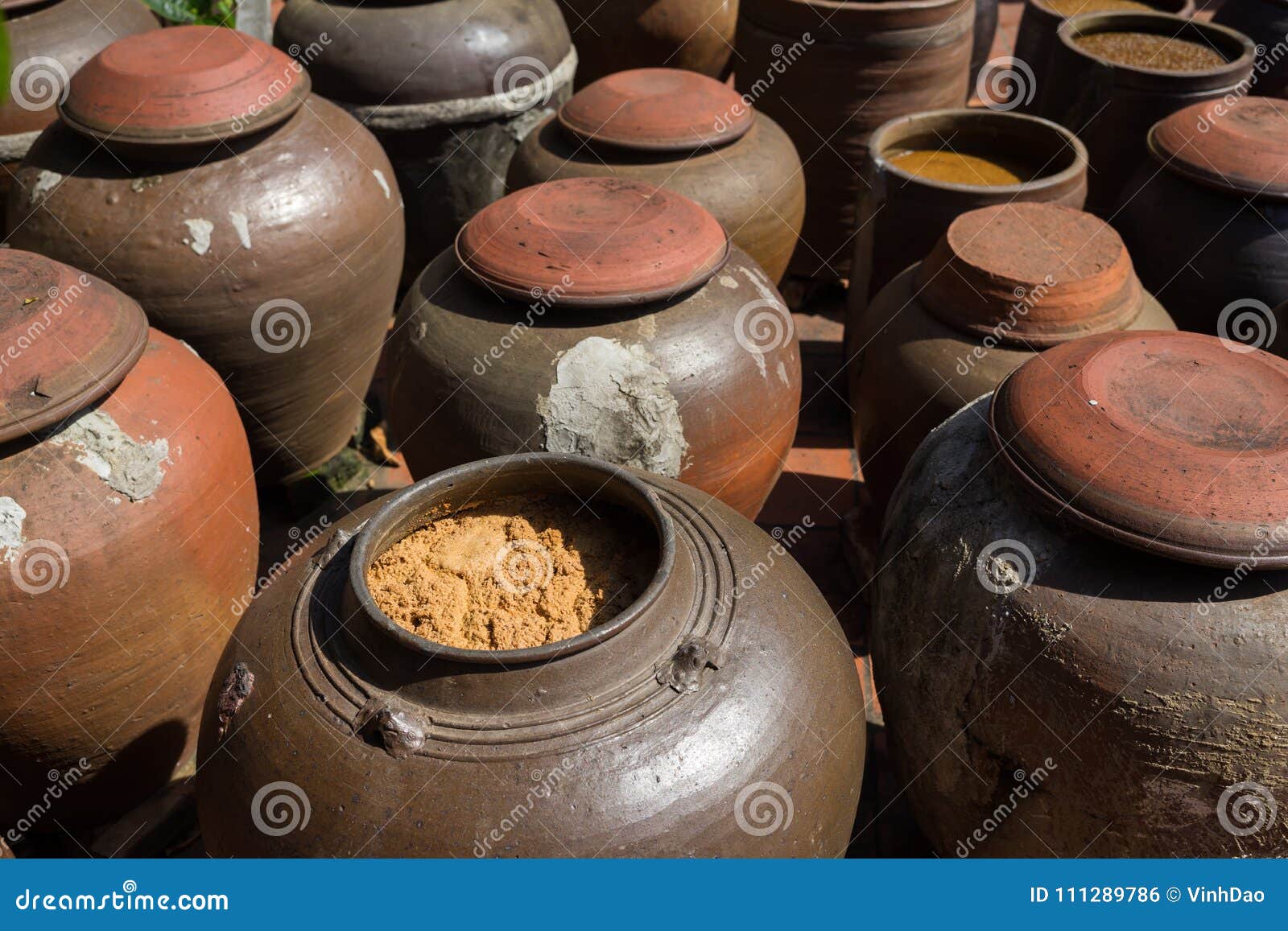 Jars of Processing Soybean Jam Made by Traditional Outdoor Way Under ...