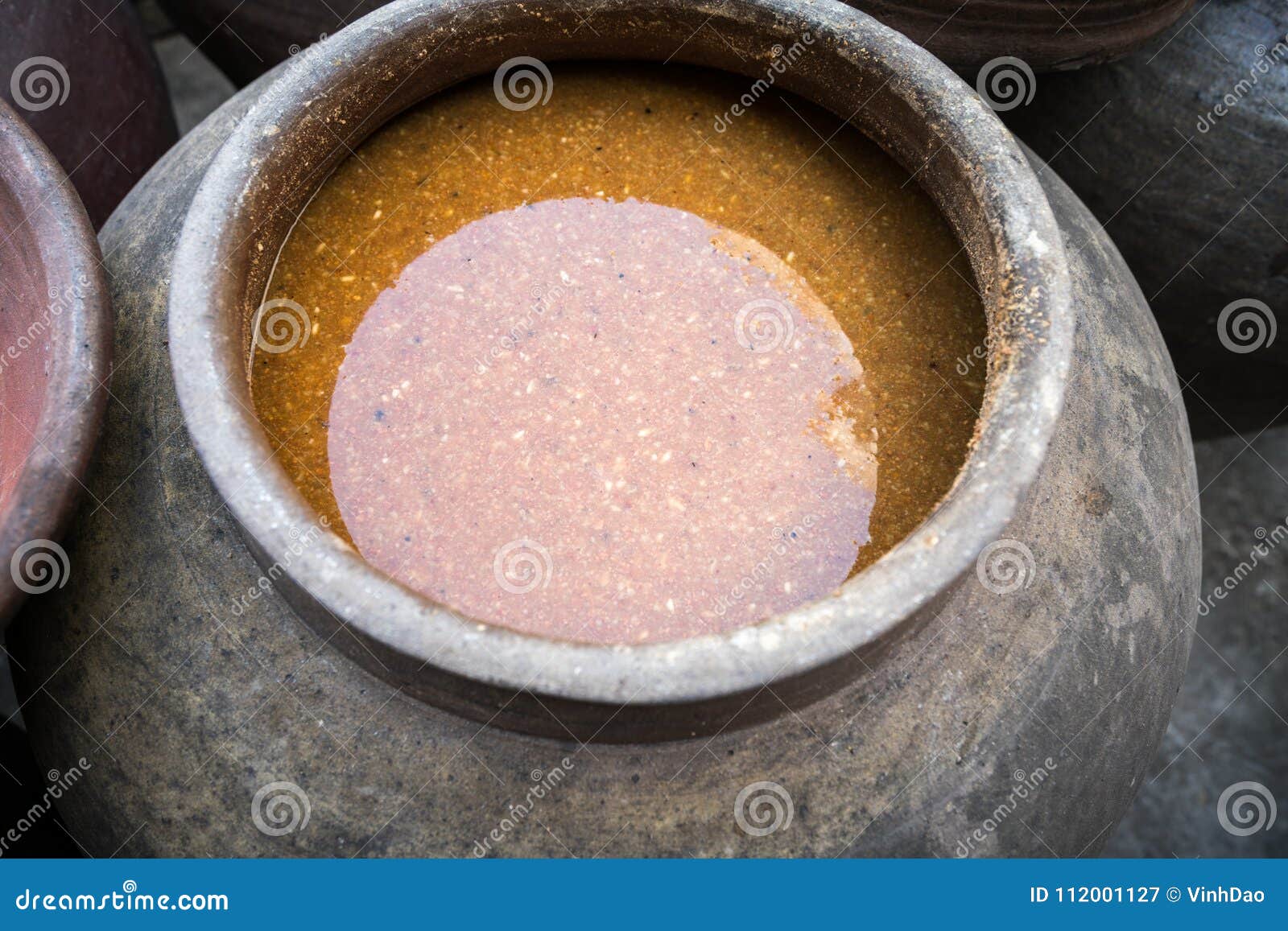 Jars Of Processing Soybean Jam Made By Traditional Outdoor Way Under ...