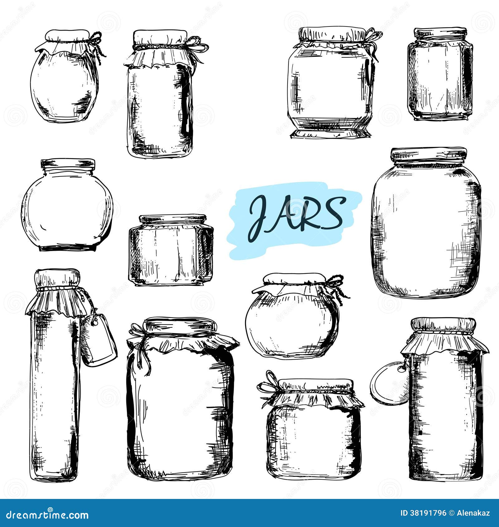 Jars. Set of illustrations stock vector. Illustration of glass - 38191796
