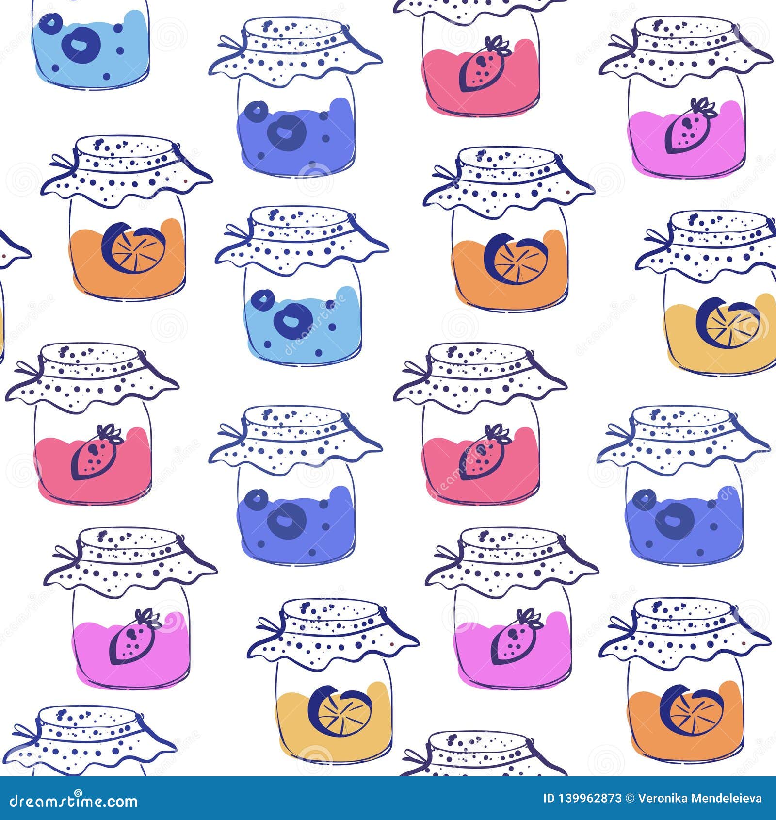 Vector Illustration. Hand Drawn Jam Seamless Pattern Stock Vector ...