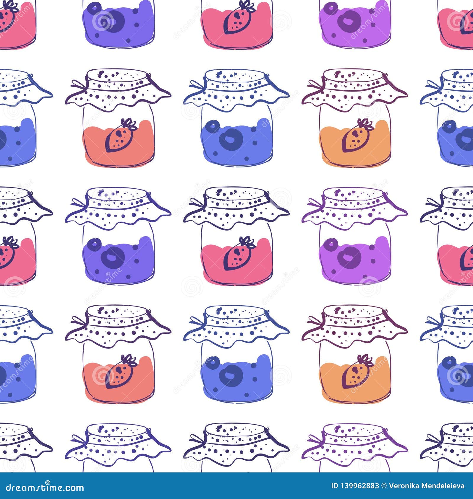 Vector Illustration. Hand Drawn Jam Seamless Pattern Stock Vector ...