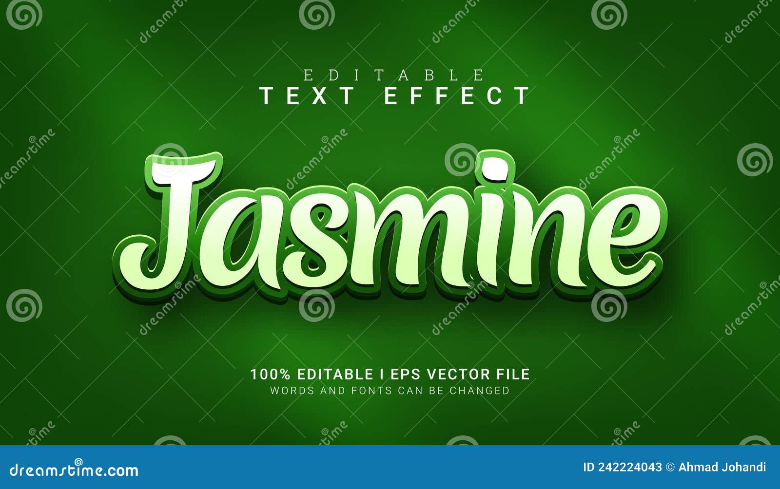 Jasmine Editable Text Effect Vector Illustration Stock Vector ...